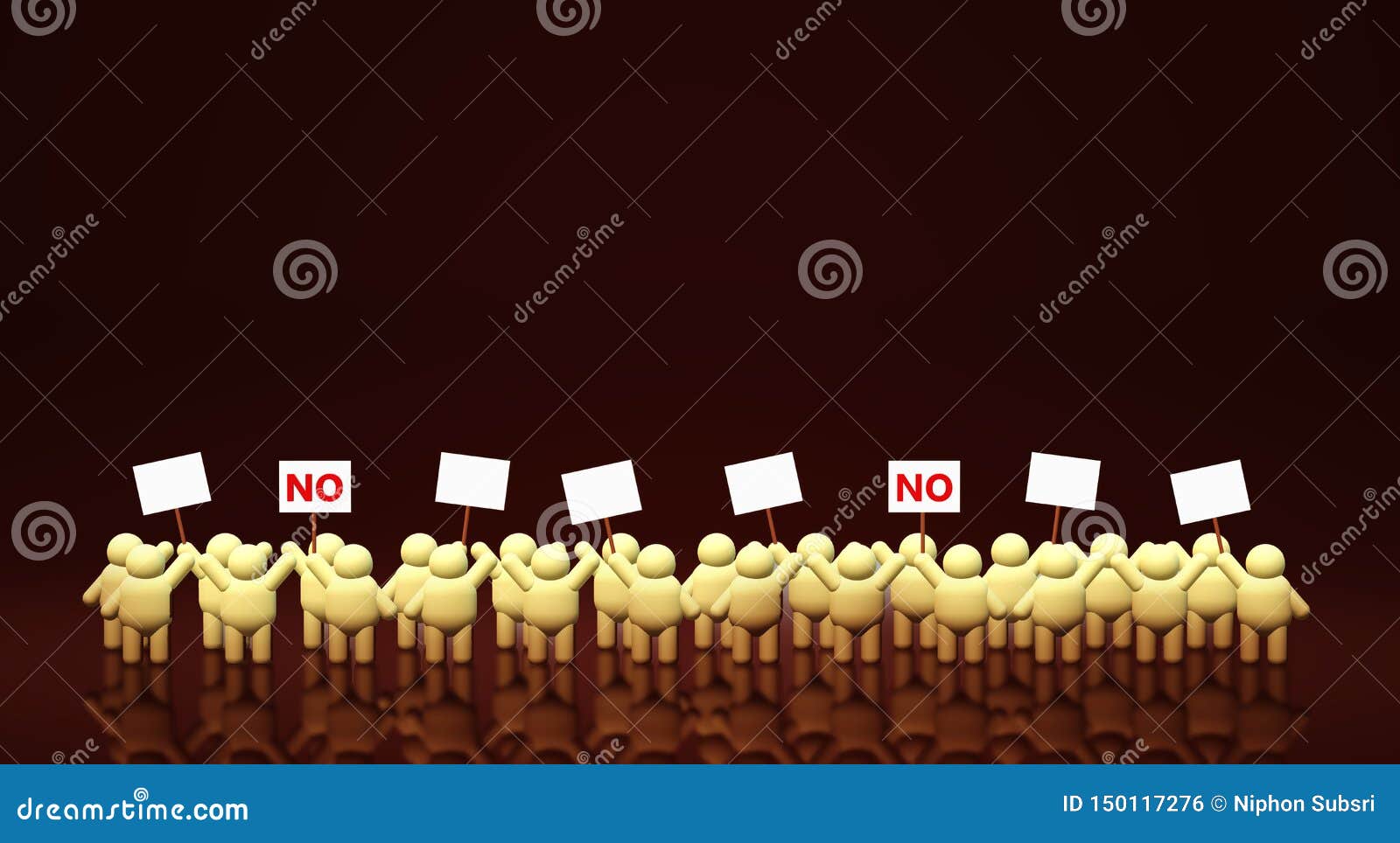 A 3d Rendering People Share a Protest Sign Hold Mob Concept Stock ...