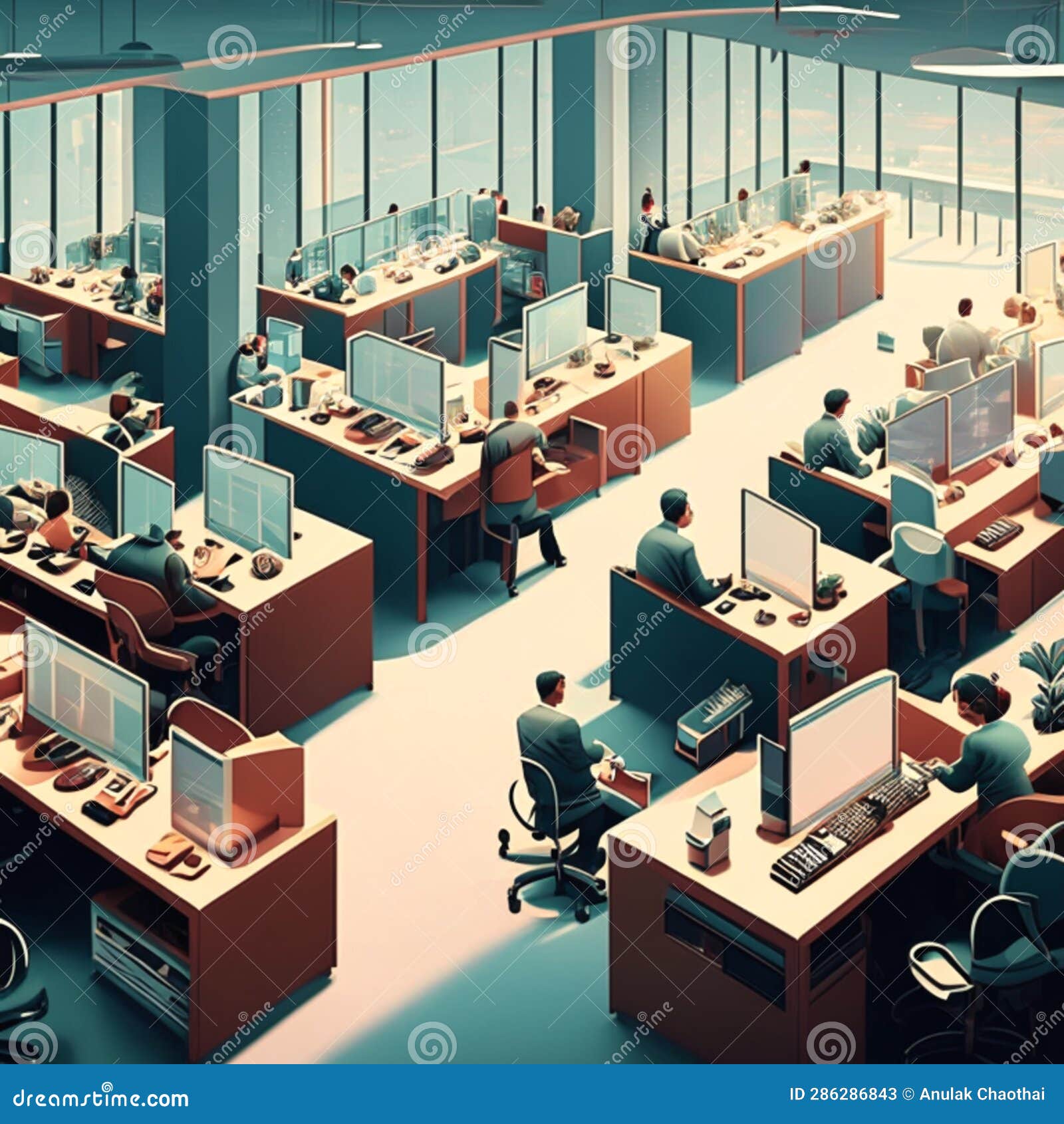 3d Rendering of People Working in a Modern Office, 3d Illustration ...
