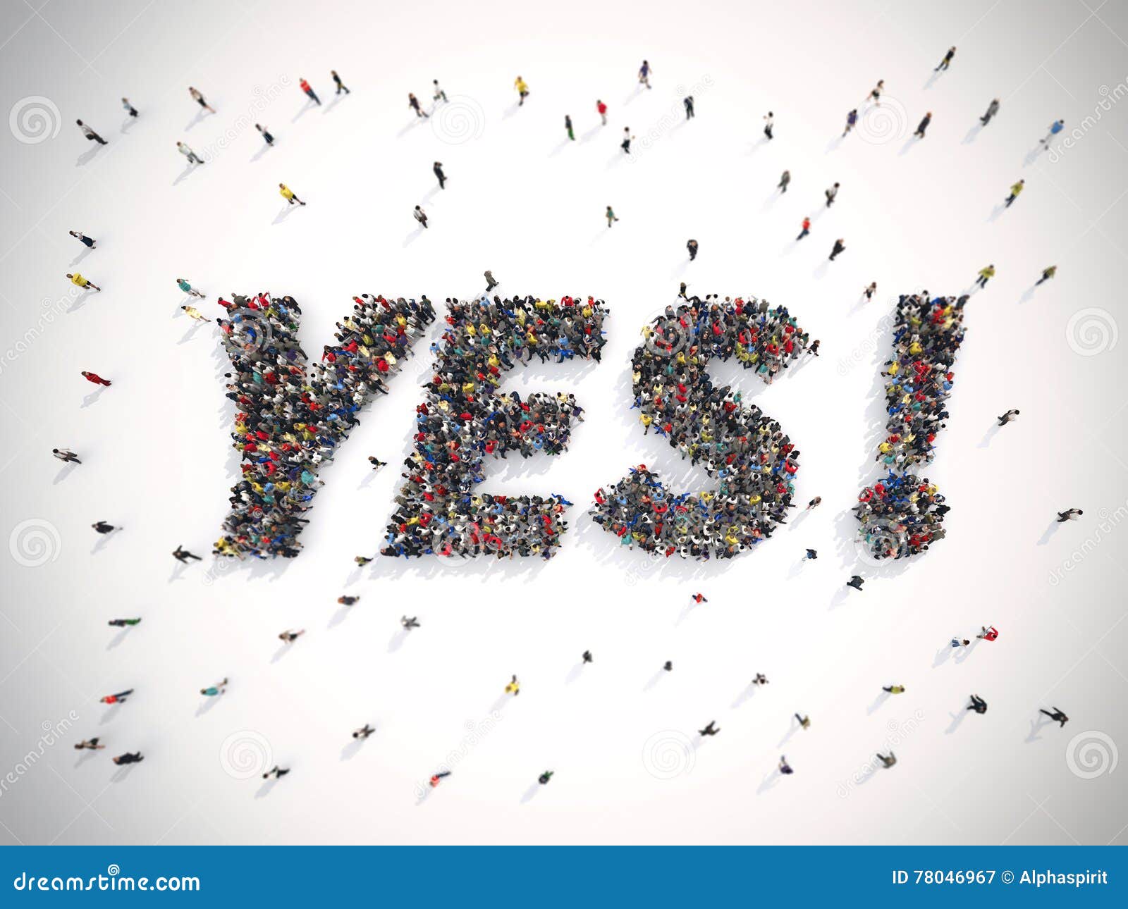 3D Rendering of People Yes Concept Stock Image - Image of optimistic ...