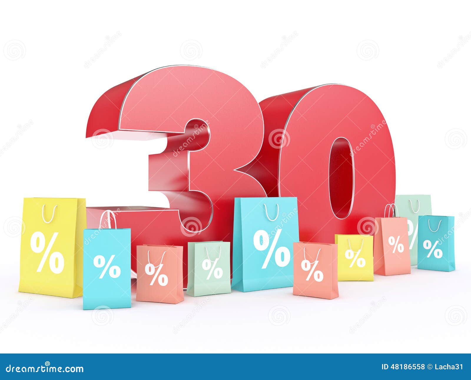 3D Rendering of a 30 Percent Discount Stock Illustration - Illustration ...