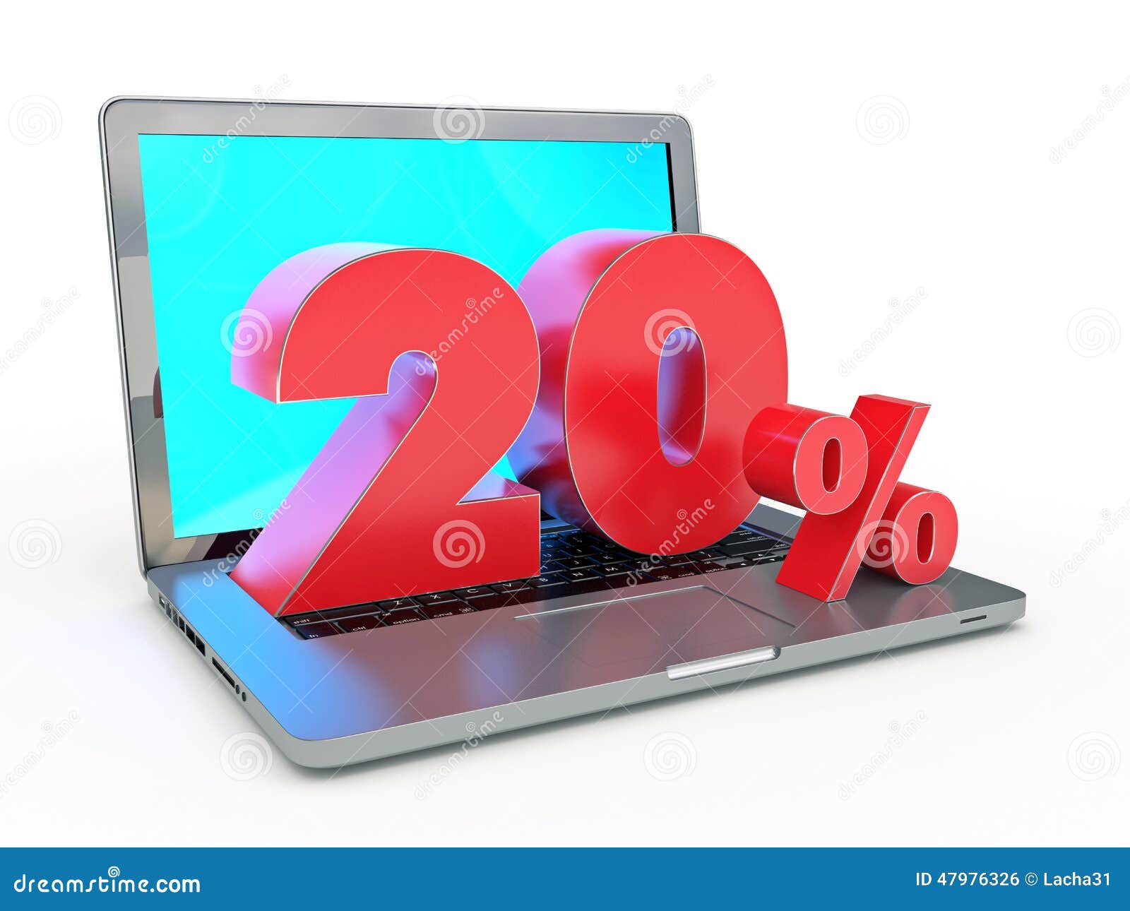 3D Rendering of a 20 Percent Discount - Laptop and Discounts in ...