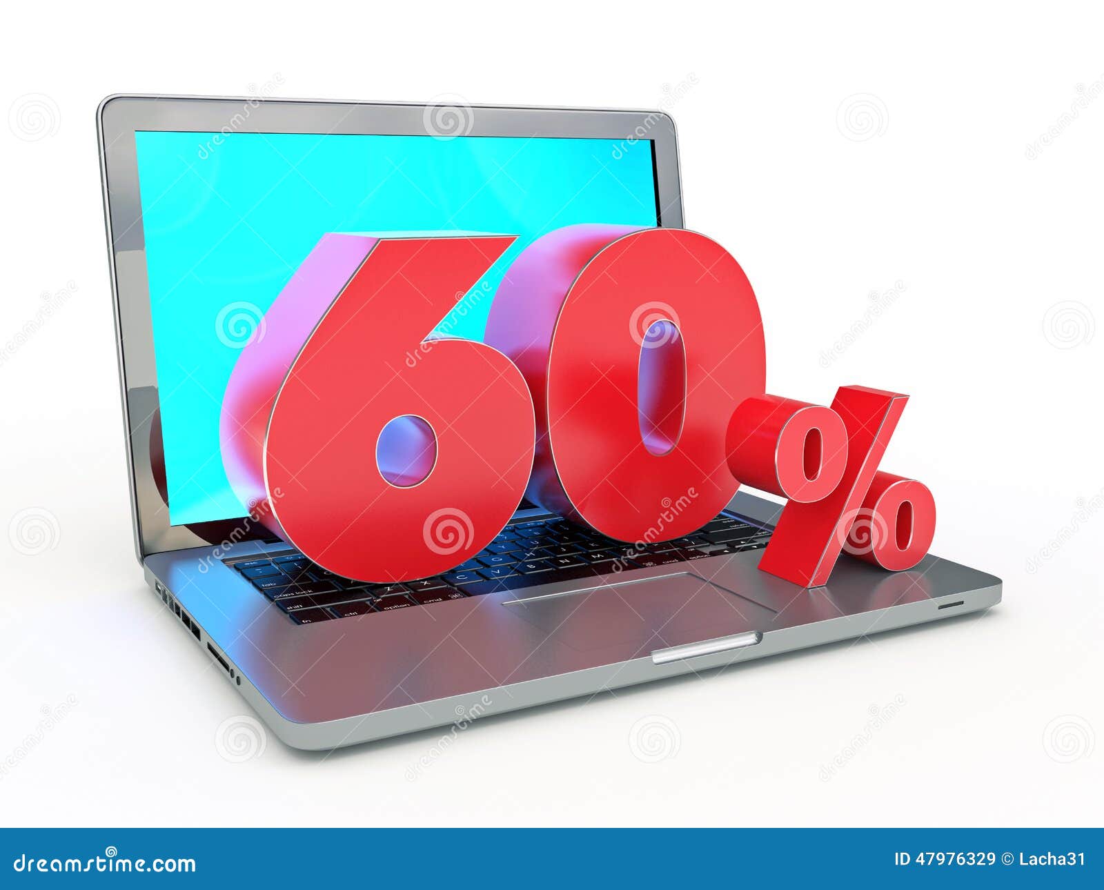 3D Rendering of a 60 Percent Discount - Laptop and Discounts in ...