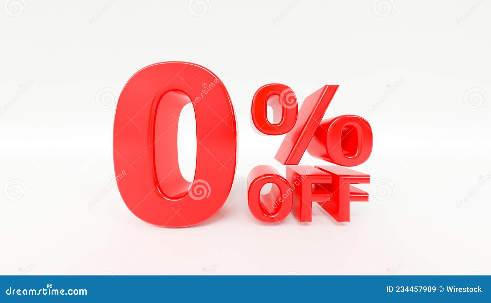 3d Rendering of a "0 Percent Off" Writing on a White Background Stock ...