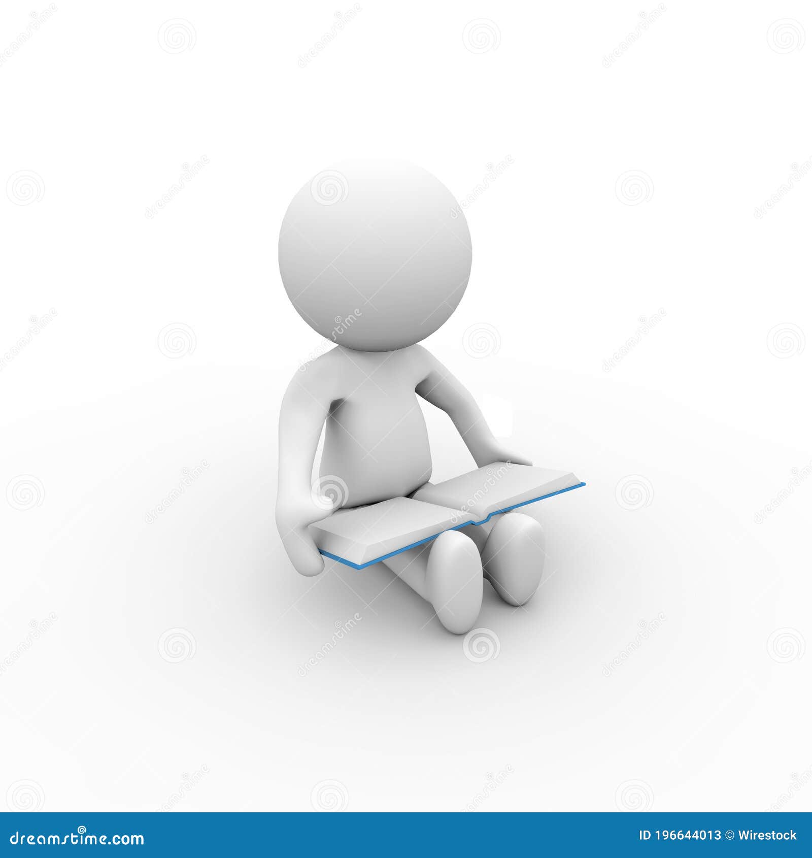 3D Rendering of a Person Figure with Book Stock Illustration ...