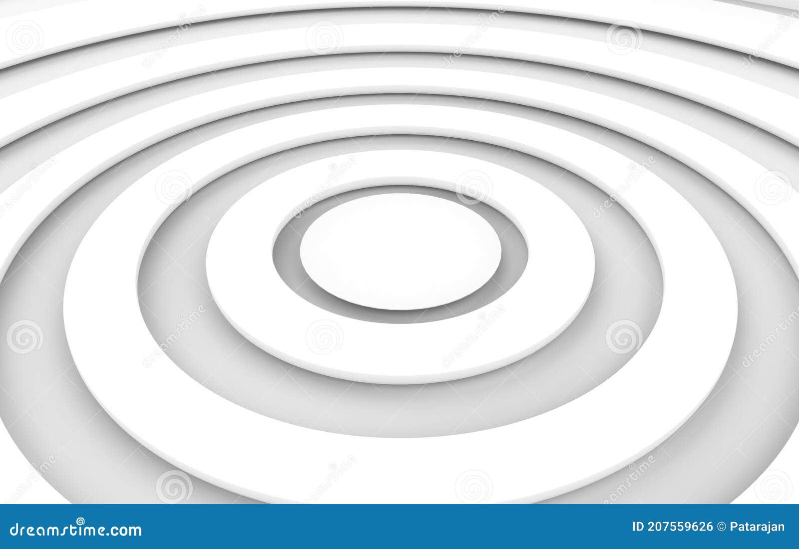 3d Rendering. Perspective View of Artistic White Circle Art Floor ...