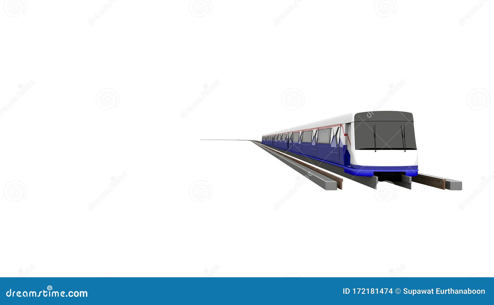 3D Rendering Perspective View of Electric Train with Rails Isolated on ...