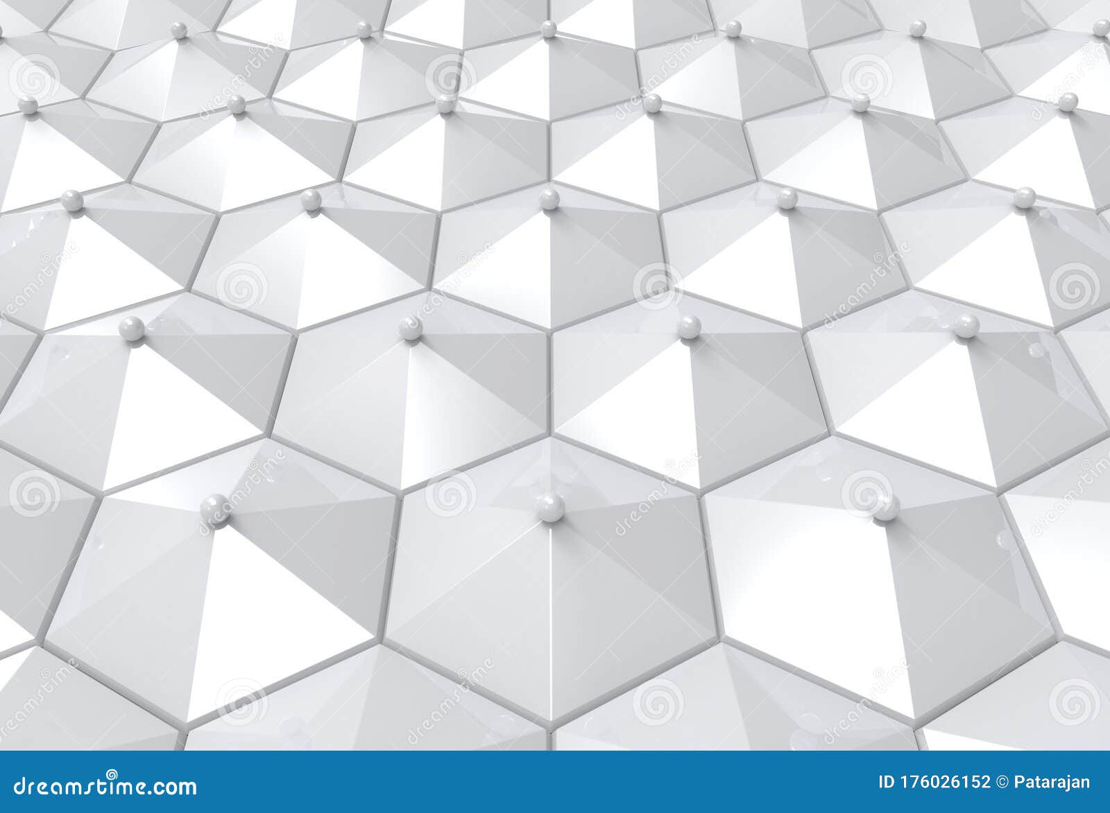 3d Rendering. Perspective View Of Gray Hexagon With Little Sphere Shape ...