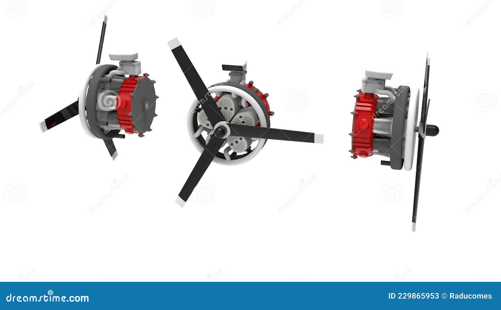 3D Rendering - Perspective View of a Light Air Plane Engine Stock ...