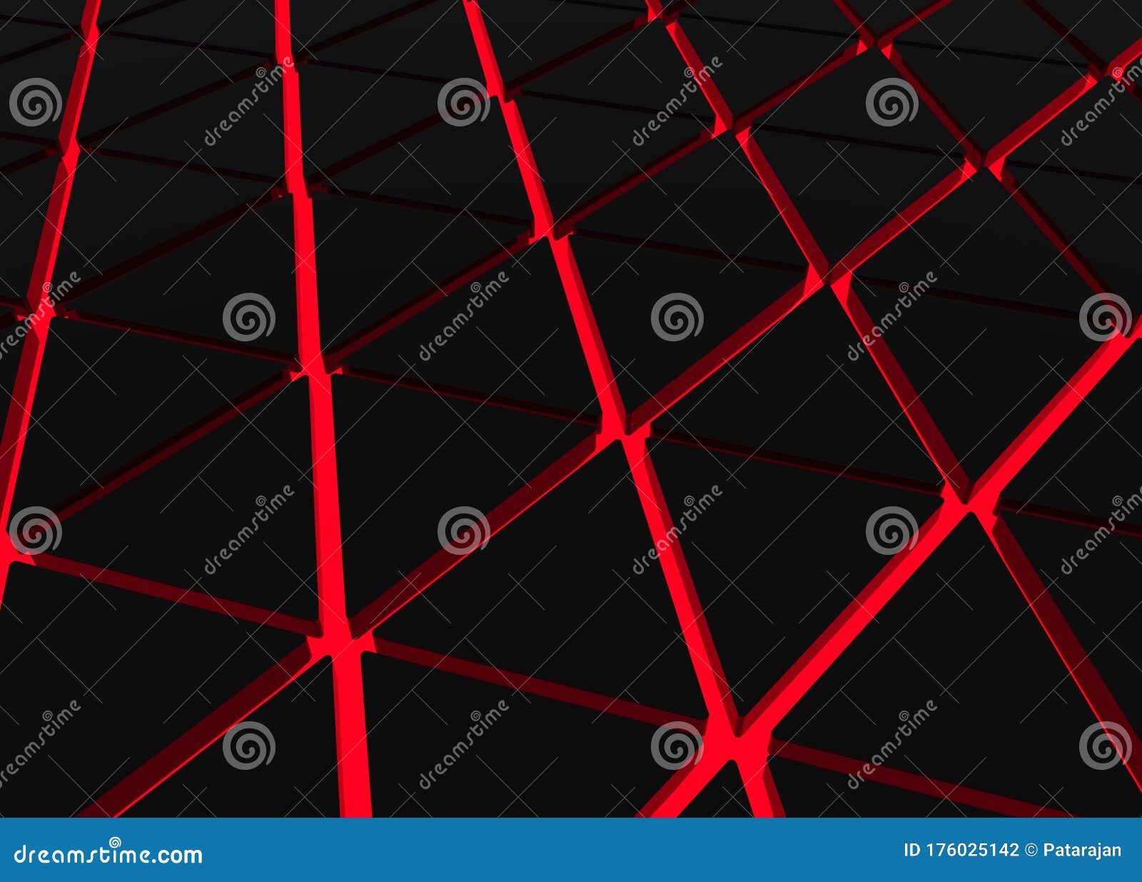 3d Rendering. Perspective View of Modern Black Triangle Tile on Red ...