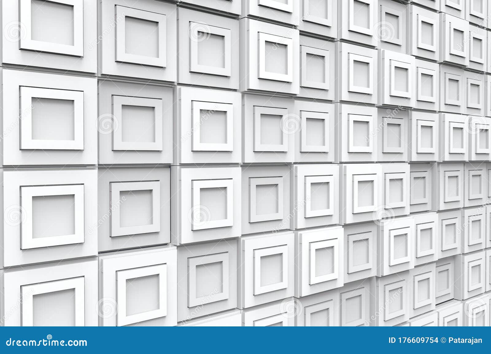 3d Rendering. Perspective View of Modern White Square Tile Blocks Wall ...