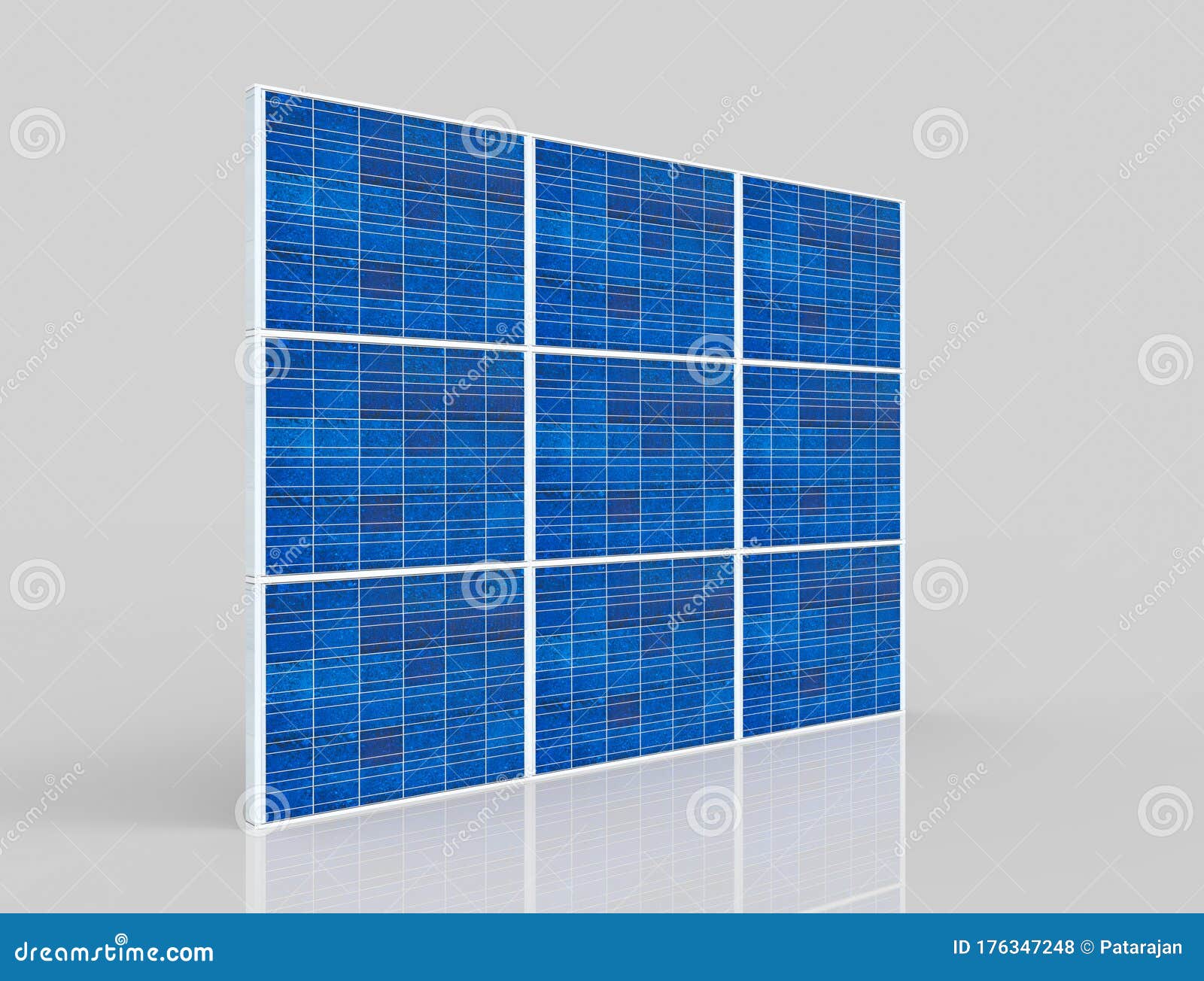 3d Rendering. Perspective View of a Slim Blue Solar Cell Panel Plate ...
