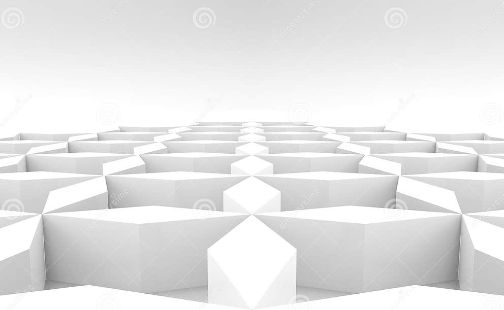 3d Rendering. Perspective View of White Grid Object Pattern Floor ...