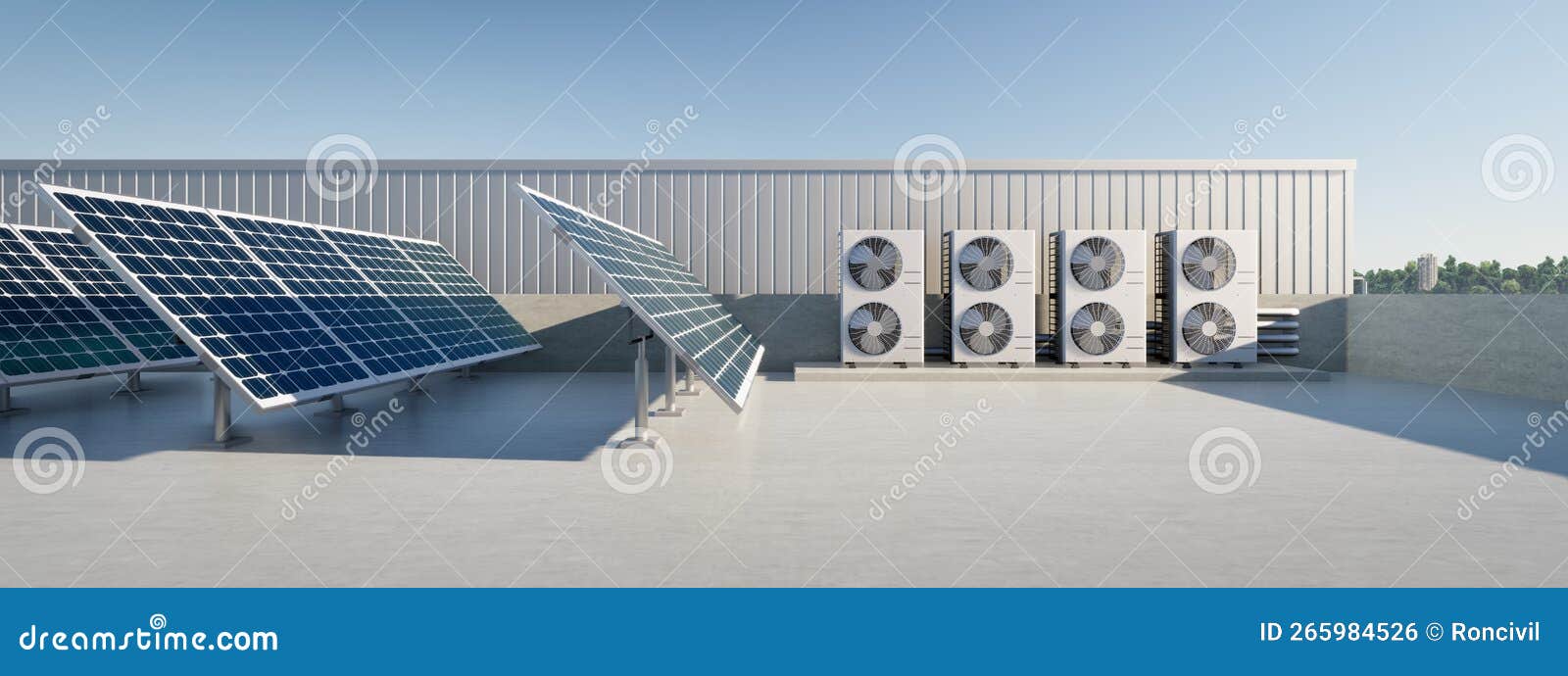 3d Rendering of Solar Panel, Condenser Unit. Stock Illustration ...