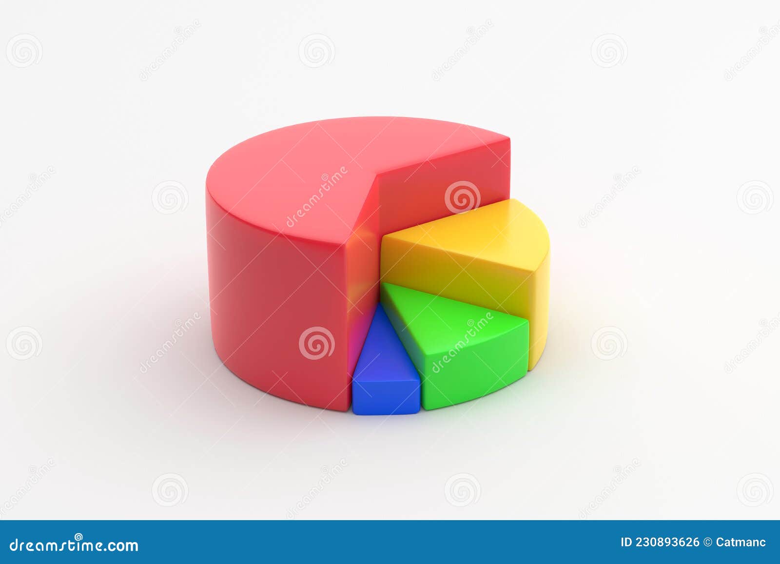 3D Rendering Pie Chart Isolated on White Background Stock Illustration ...