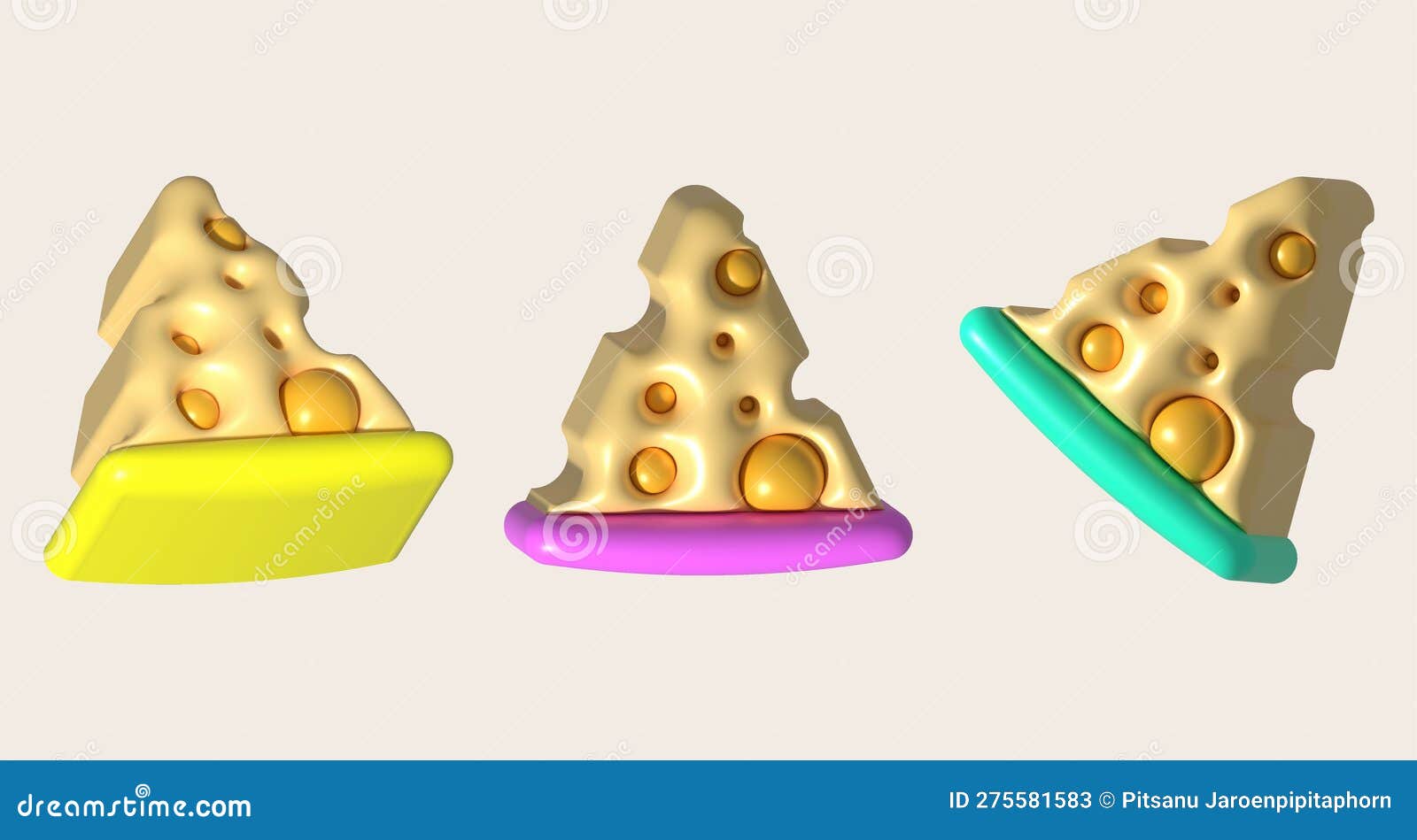 3d Rendering Piece of Cheese, Cheese Icon, Cheese Realistic Food Stock ...