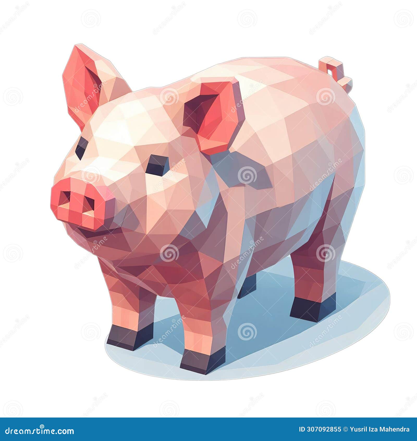 3D Rendering of a Pig Low Polygon Isolated Stock Illustration ...