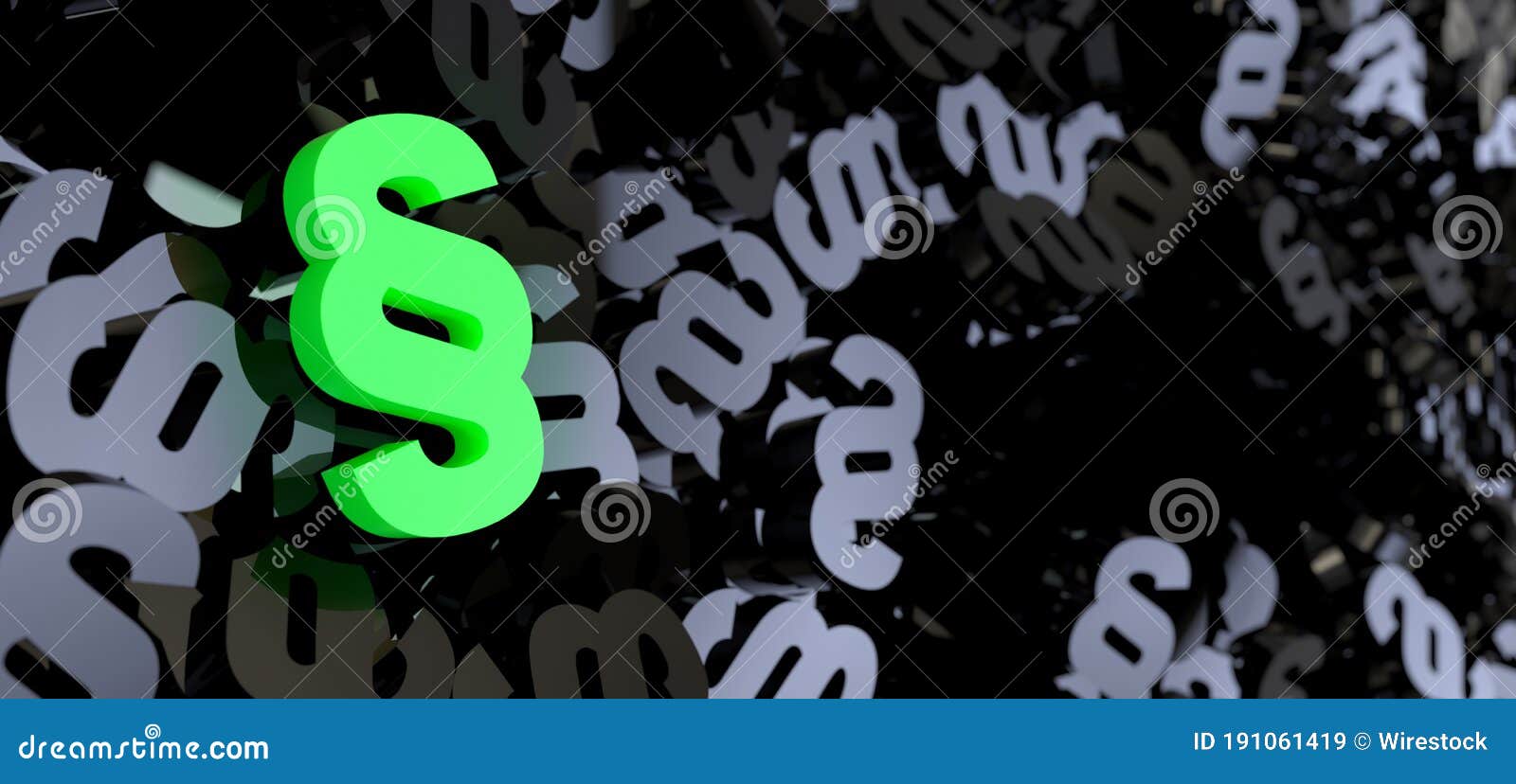 3D Rendering of a Pile of Black Paragraph Symbols and a Bright Green ...