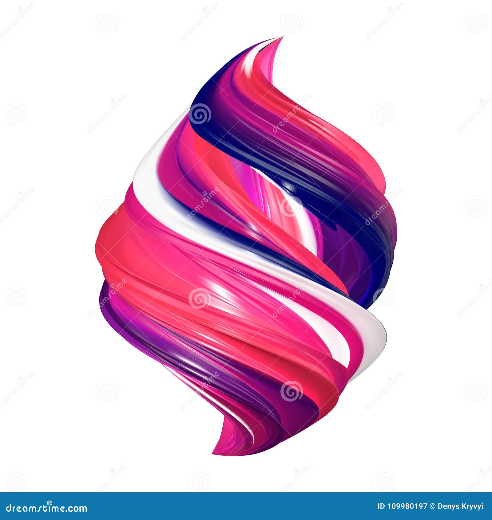 3D Rendering of Pink Abstract Twisted Shape of Paint. Computer ...
