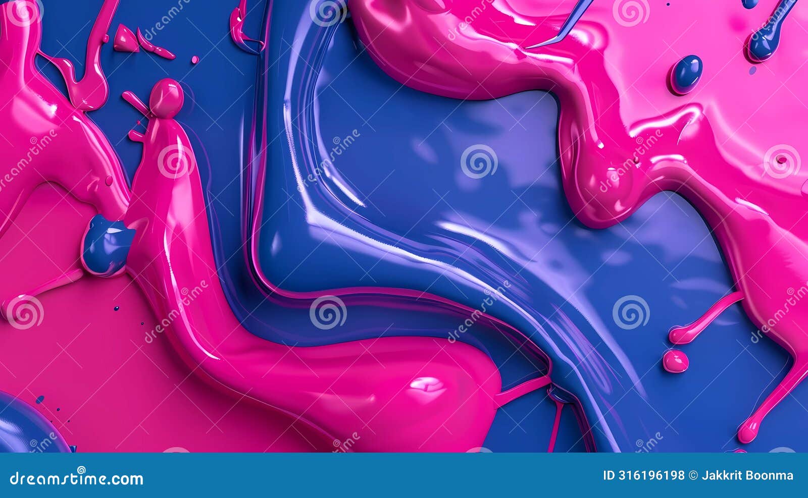 3d Rendering of Pink and Blue Paint Dripping on a Blue Background ...