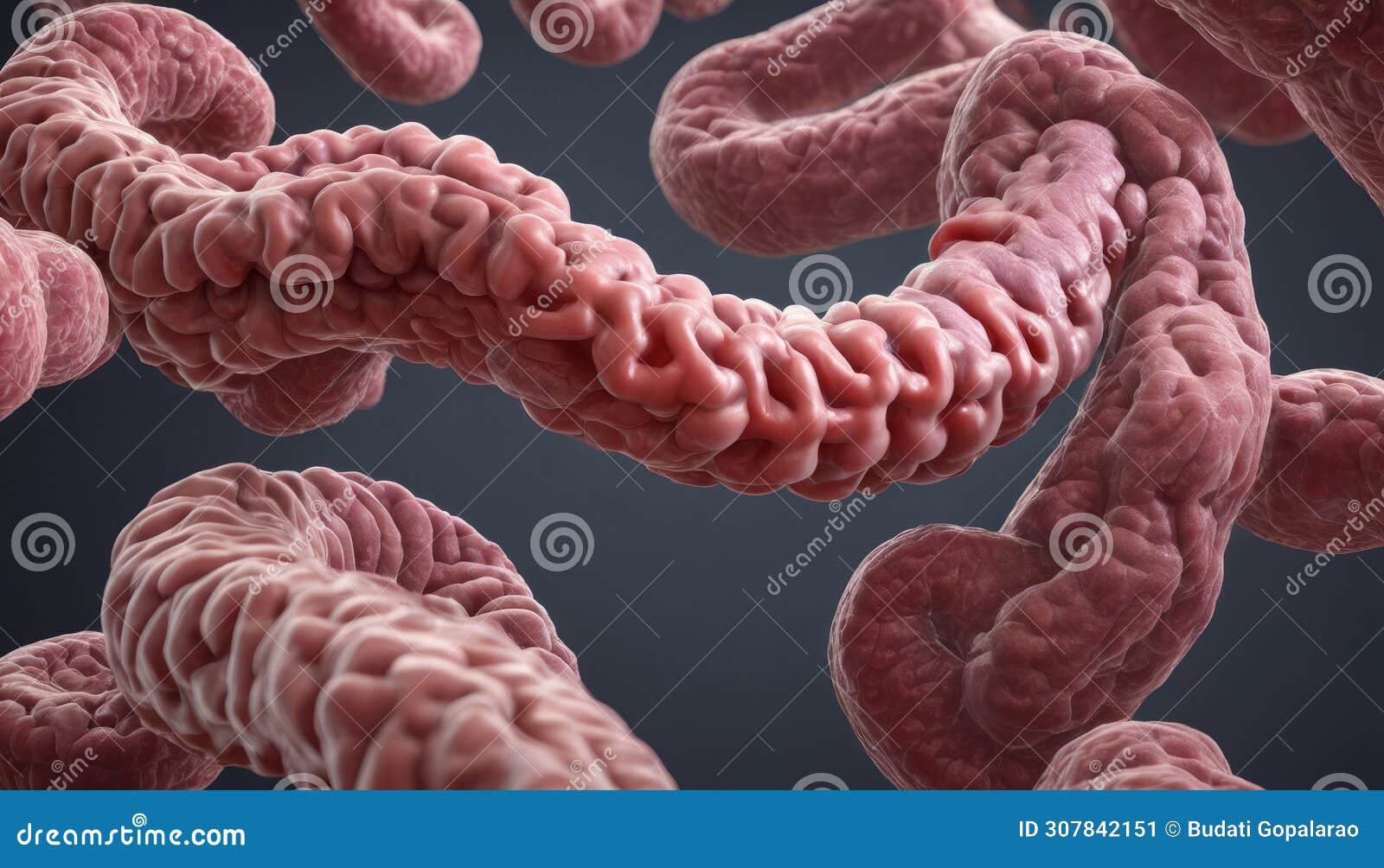3D Rendering of a Pink, Coiled, Muscular Structure, Possibly a ...