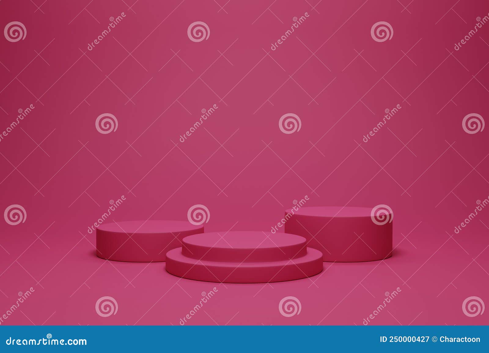 3D Rendering Pink Colour Theme Various Cylinder Pedestal or Podium for ...