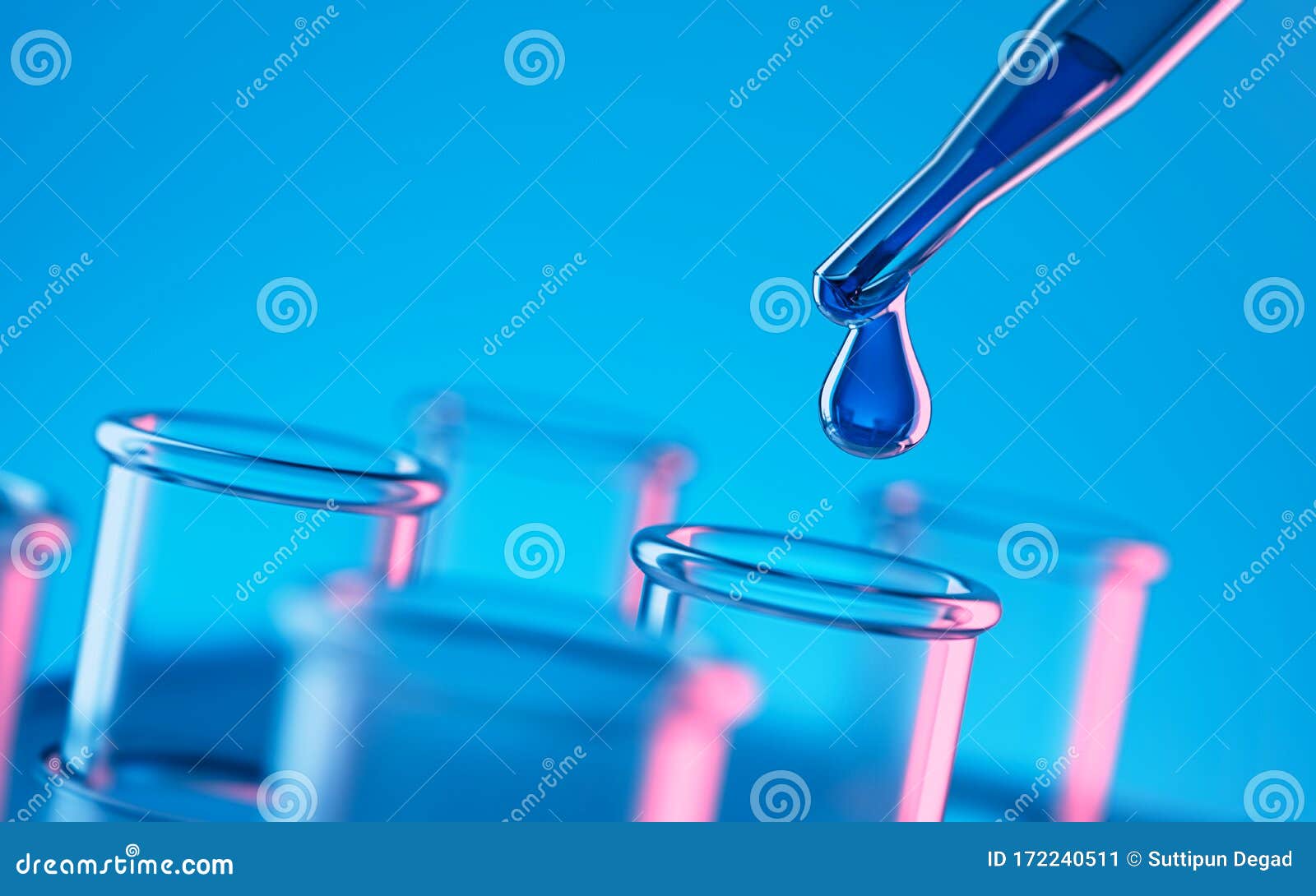 3d Rendering Pipette with Drop Over Science Laboratory Test Tubes ...