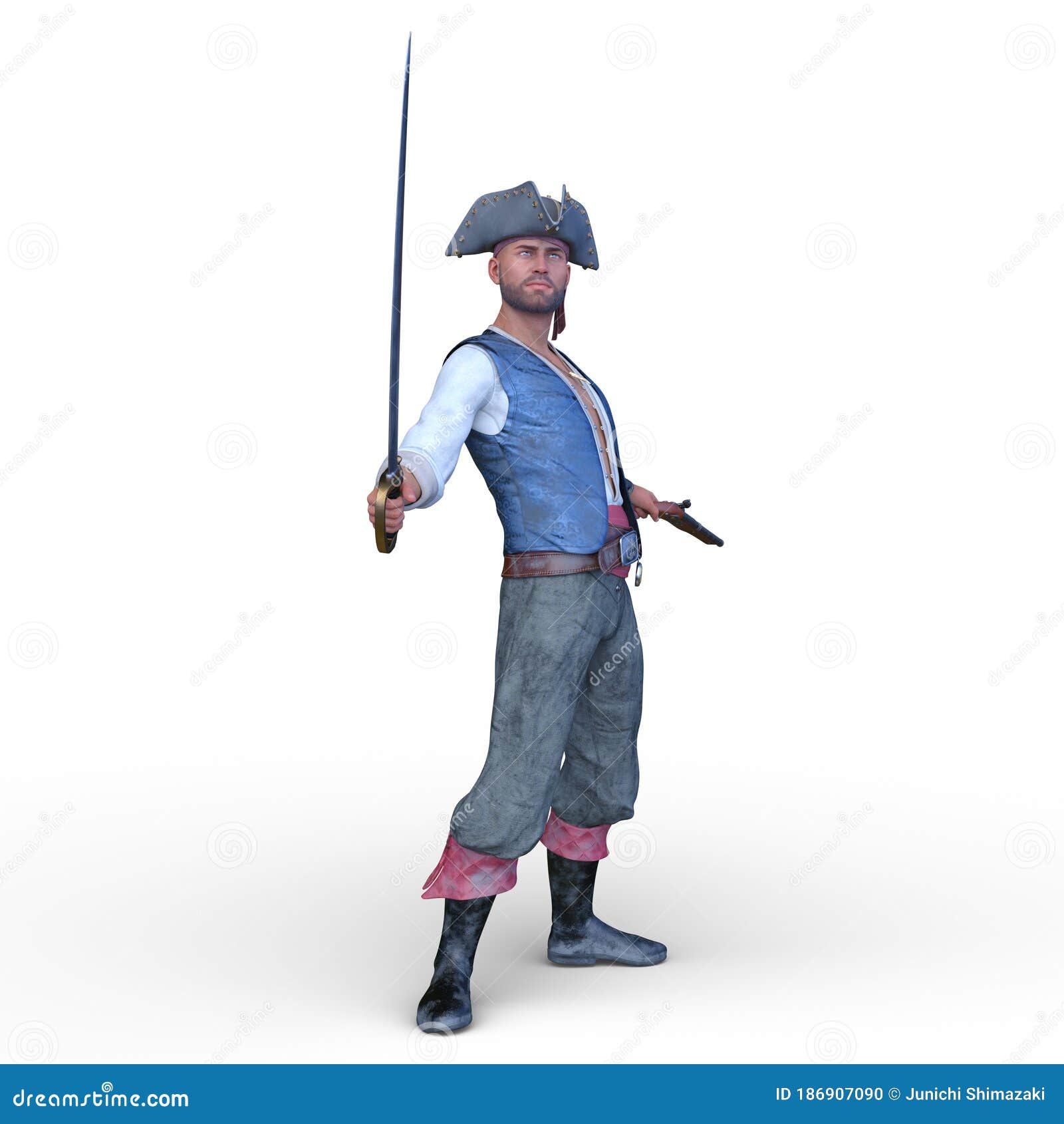 3D rendering of a pirate stock illustration. Illustration of future ...