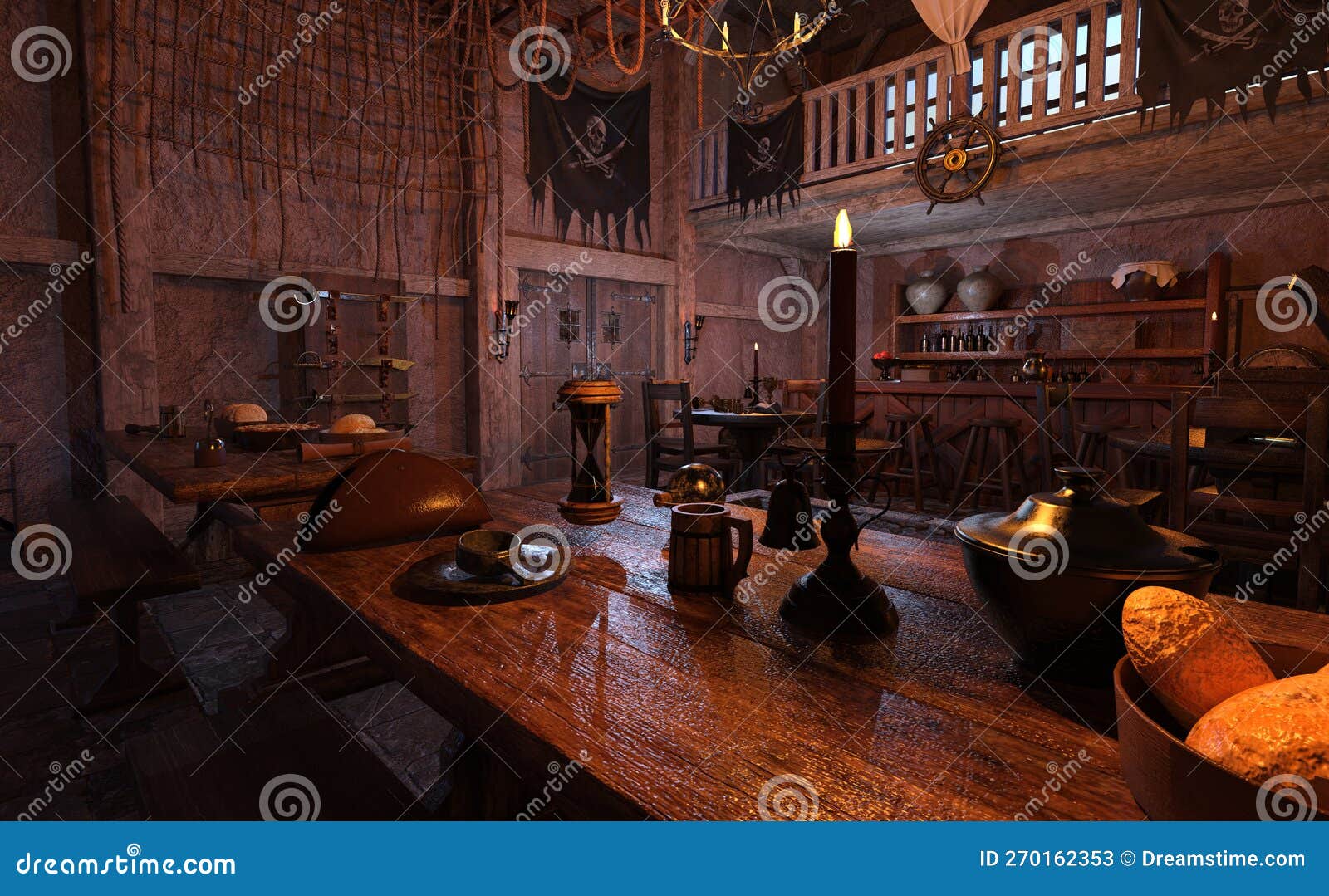 3D Rendering Pirate Bar stock illustration. Illustration of medieval ...