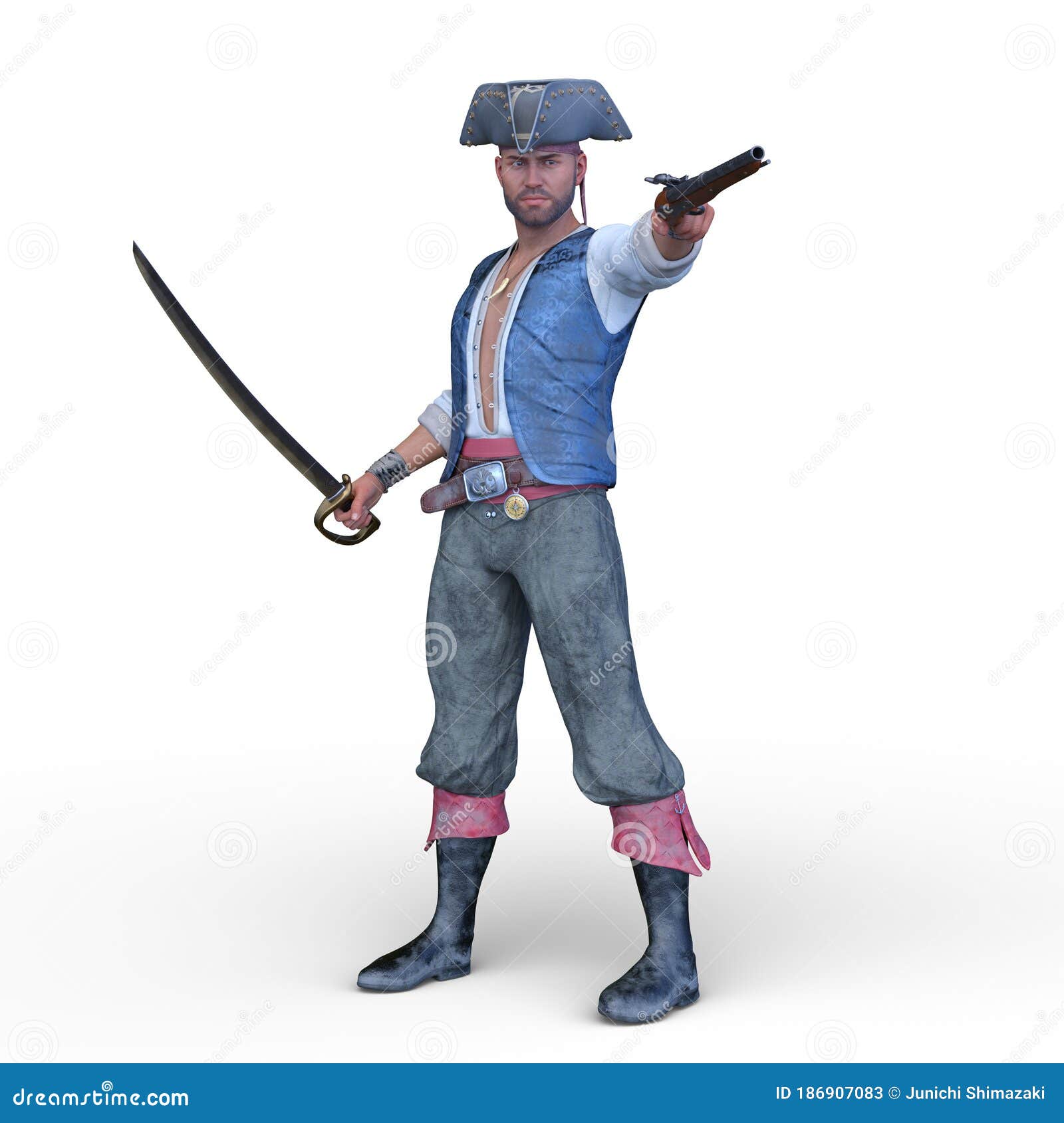 3D rendering of a pirate stock illustration. Illustration of adult ...