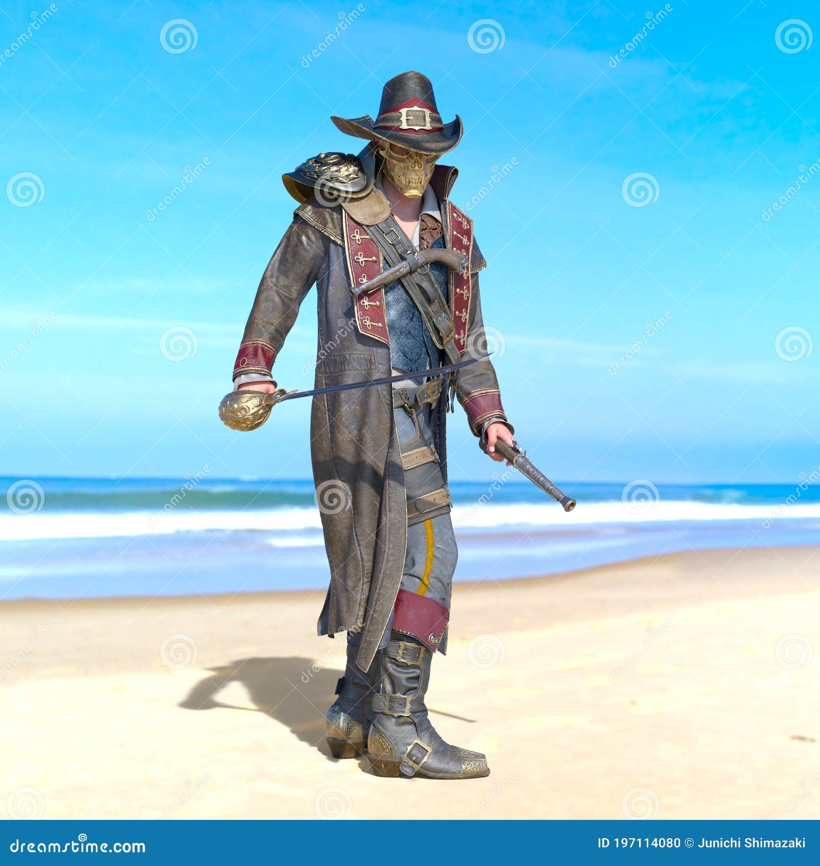 3D rendering of Pirate man stock illustration. Illustration of people ...