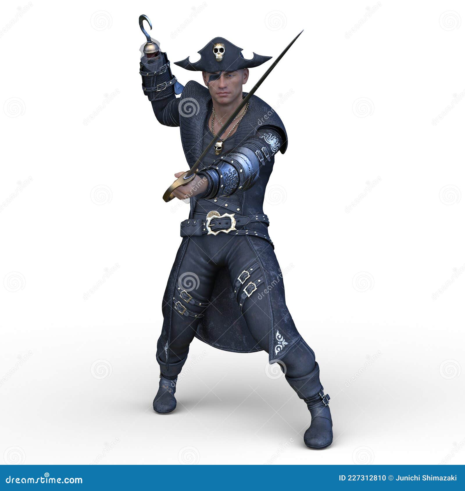 3D rendering of Pirate man stock illustration. Illustration of people ...