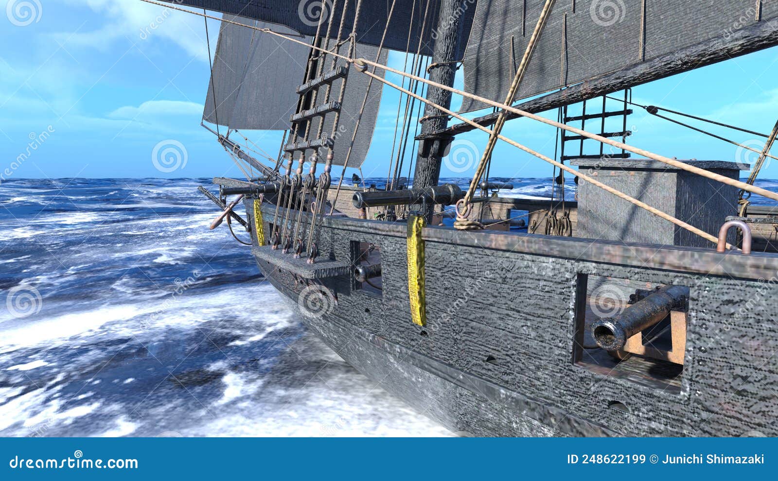 3D Rendering of a Pirate Ship Stock Illustration - Illustration of ...