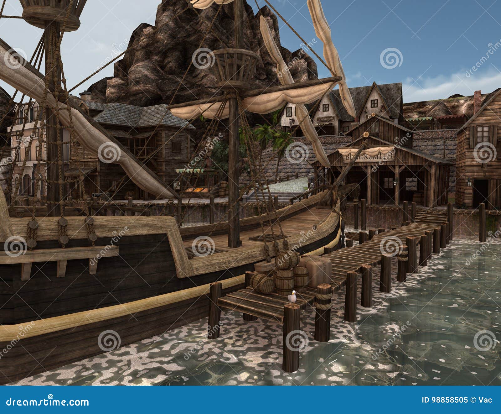 3D Rendering Of A Pirate Skeleton Character With A Scimitar Sword In A ...