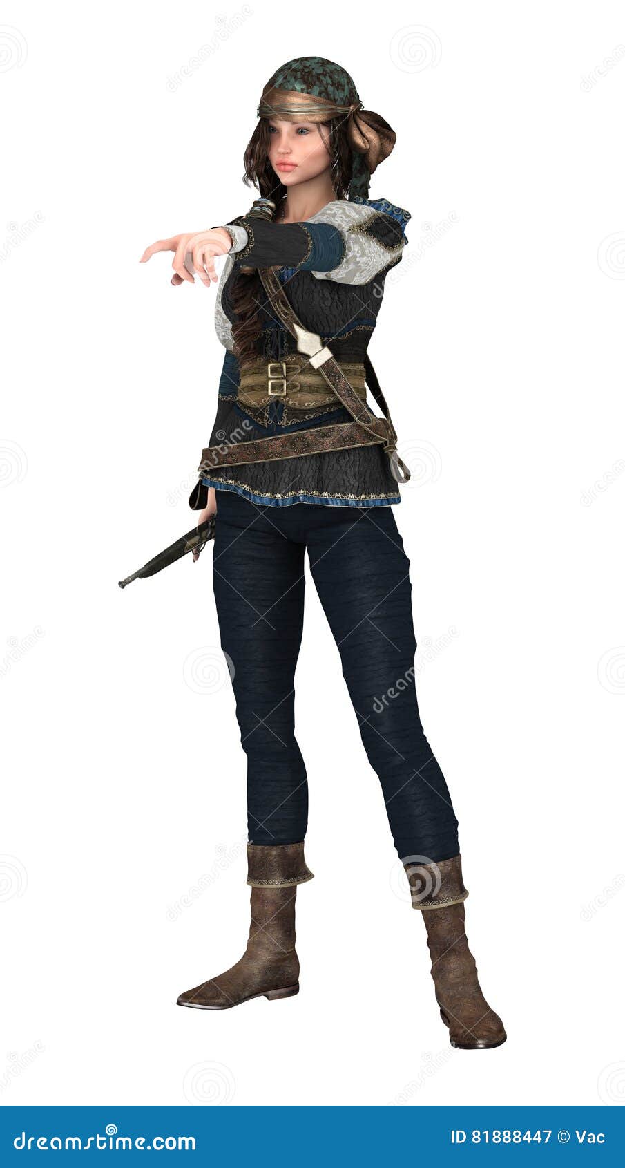 3D Rendering Of A Pirate Skeleton Character With A Scimitar Sword In A ...