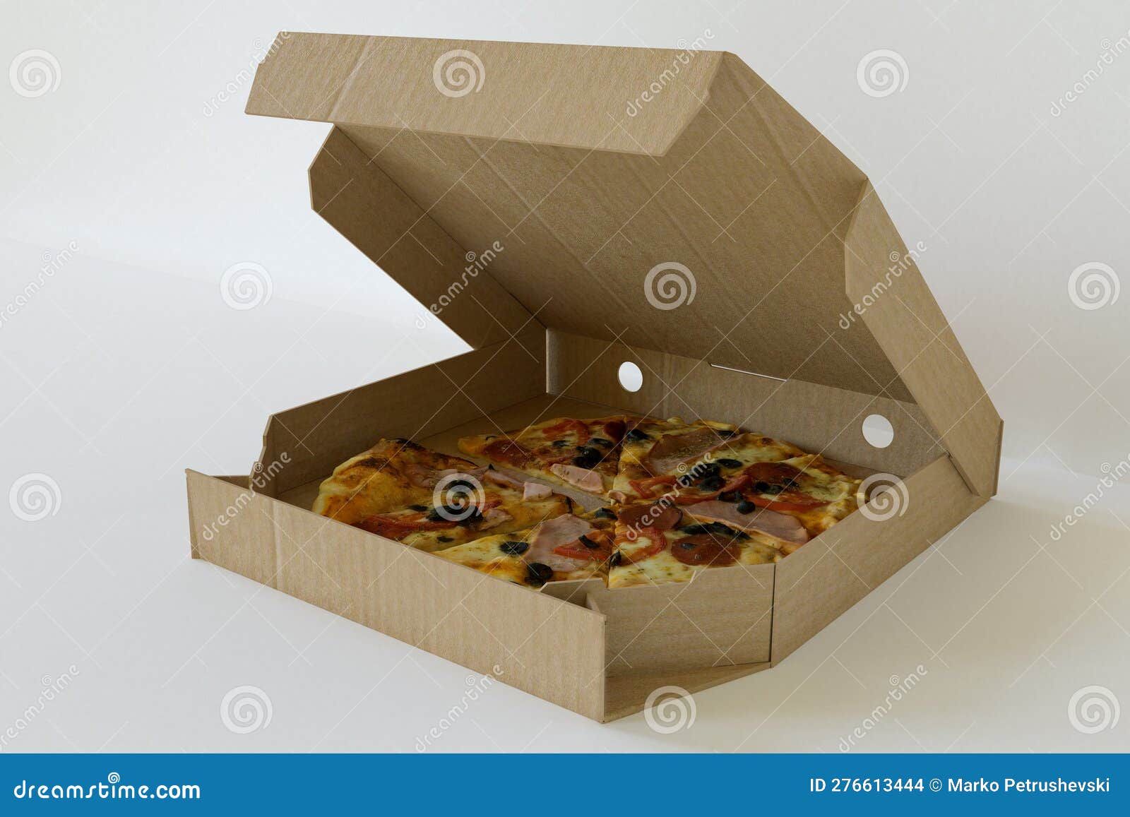 3d Rendering - Pizza in a Cardboard Isolated on White Background High ...