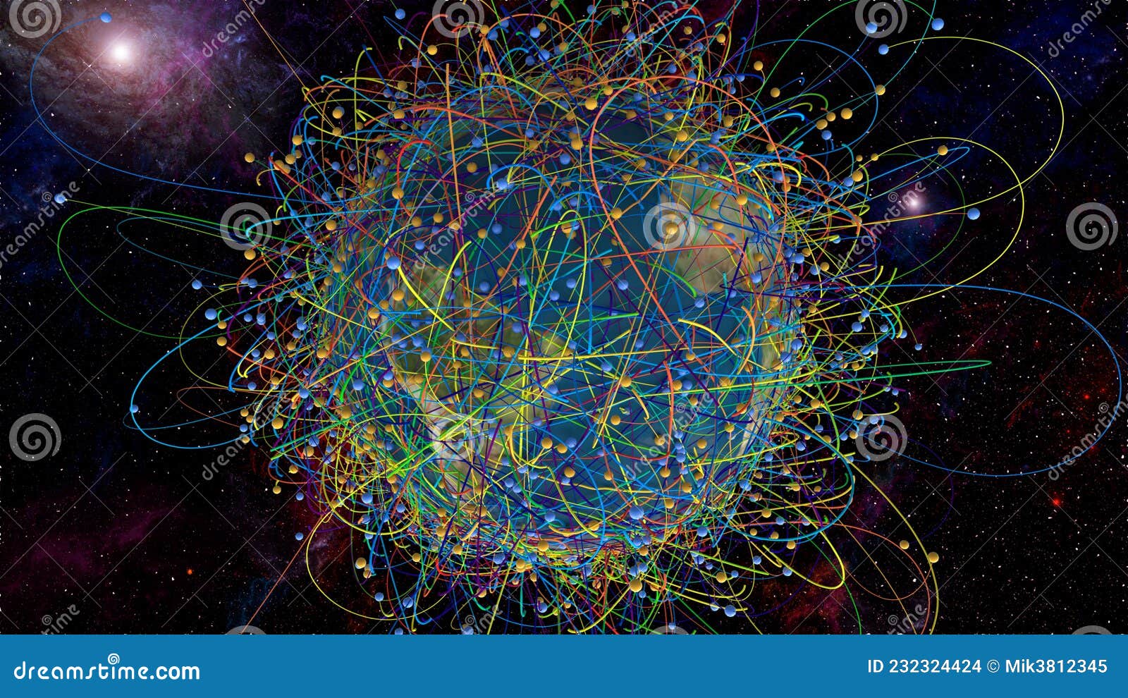 Planet Earth and Connections Stock Illustration - Illustration of time ...
