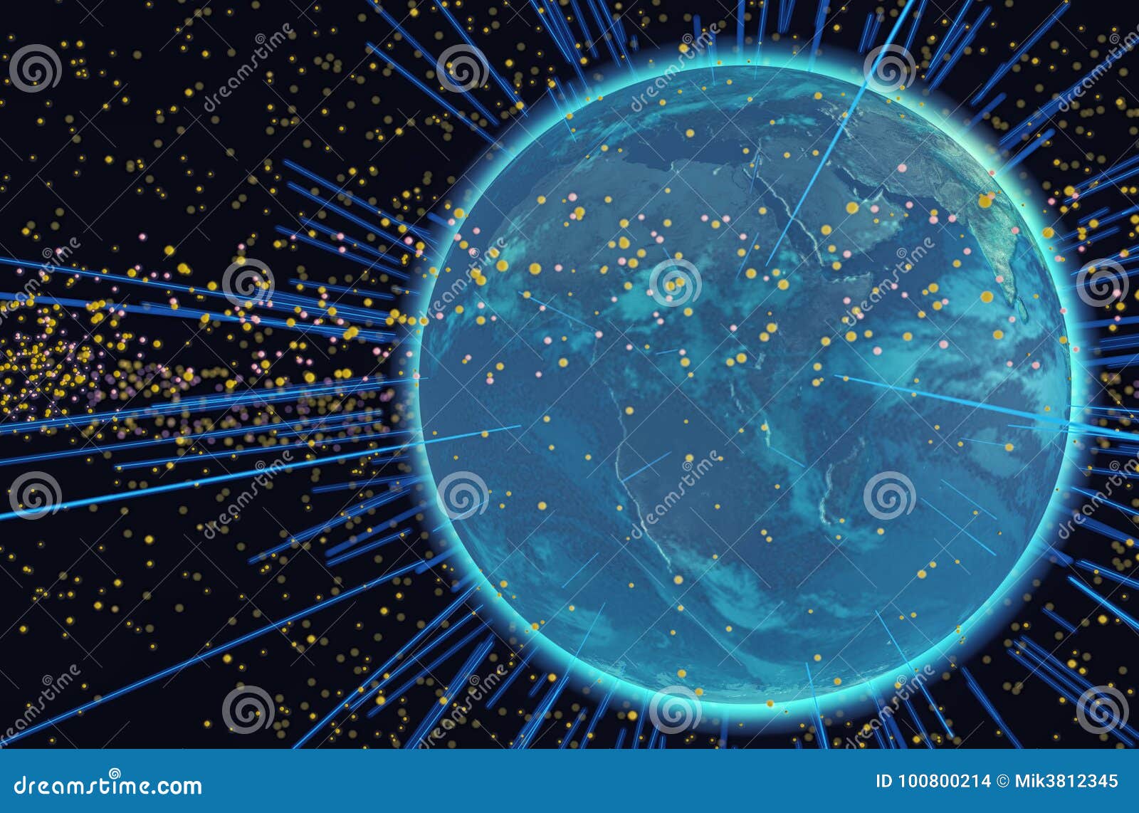 Planet Earth and Connections Stock Illustration - Illustration of solar ...