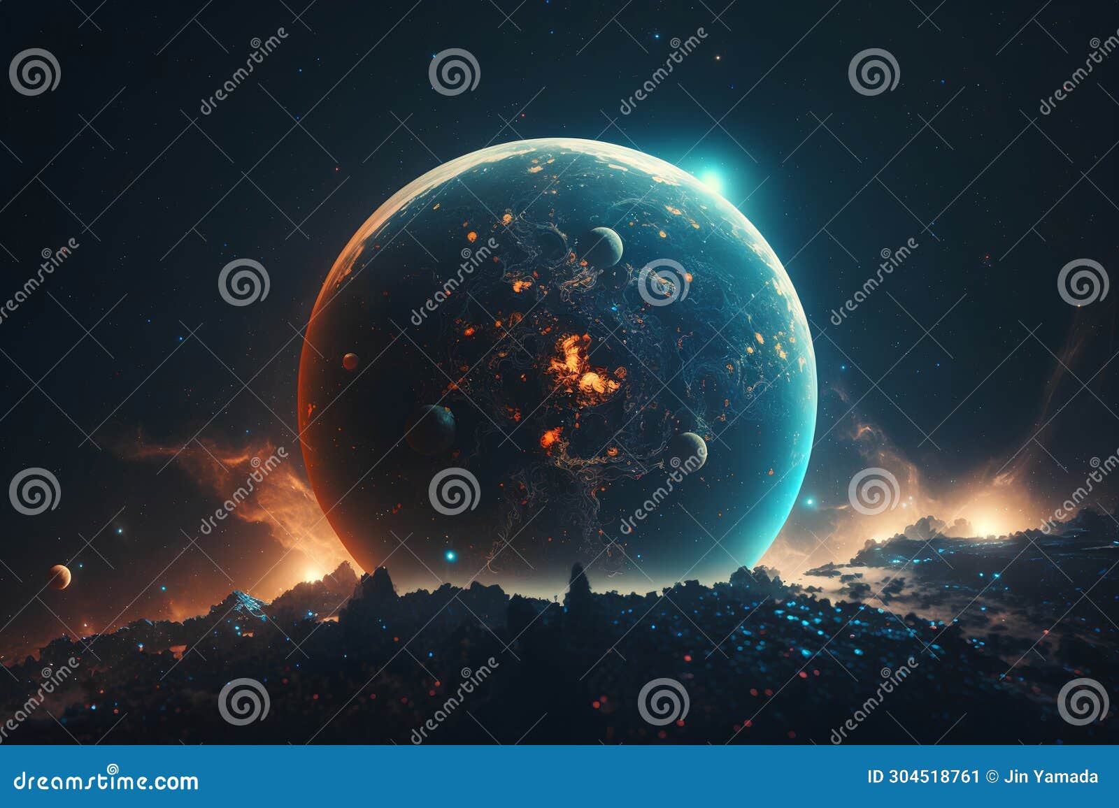 3D Rendering of Planet Earth and Galaxy in Space. 3D Illustration Stock ...
