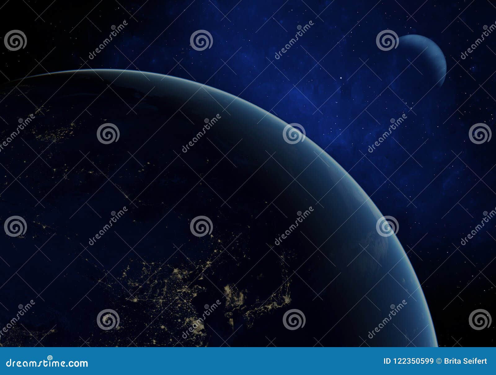 3d Rendering: Planet Earth in Outer Space. Imaginary View of Planet ...