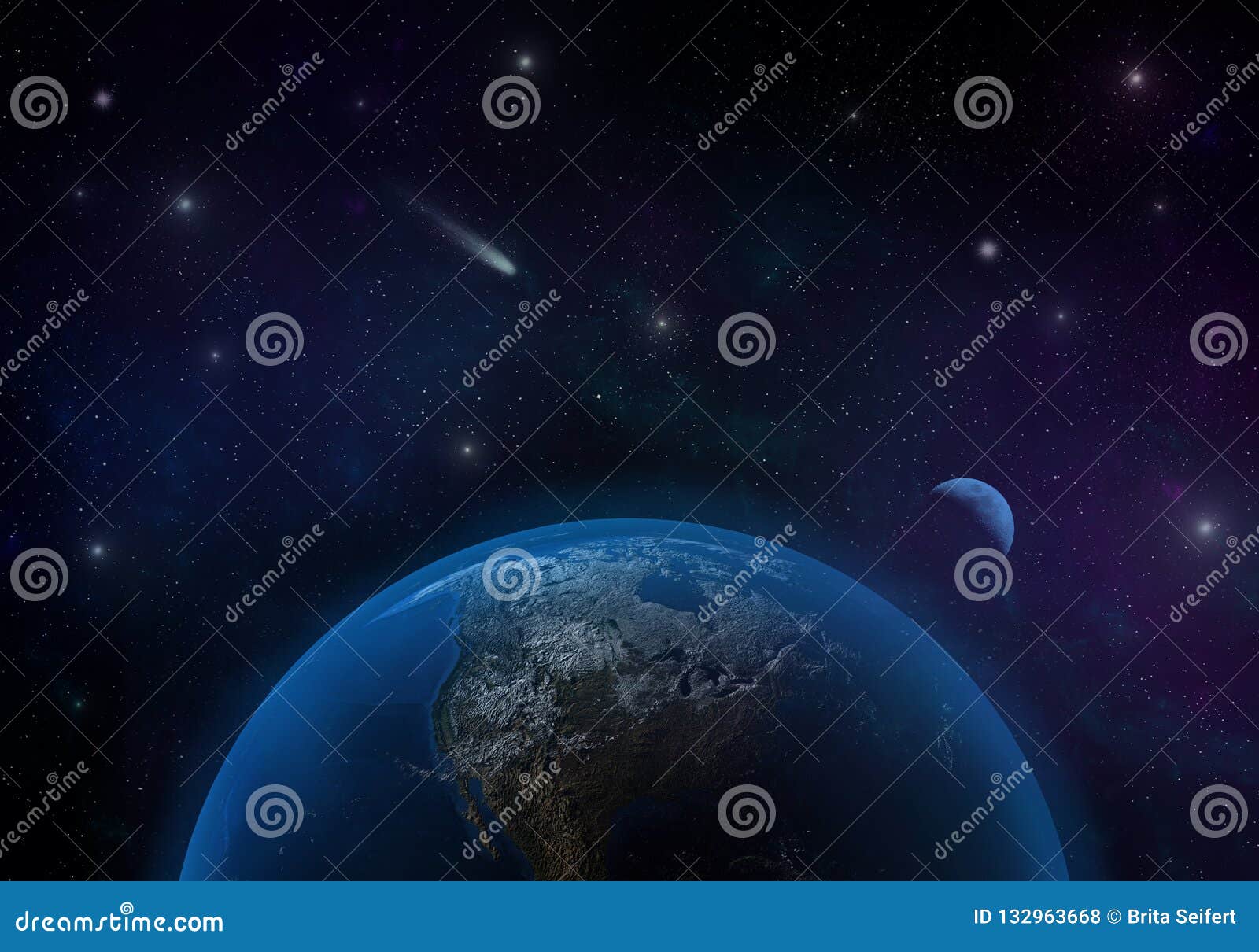 3d Rendering: Planet Earth in Outer Space. Stock Illustration ...