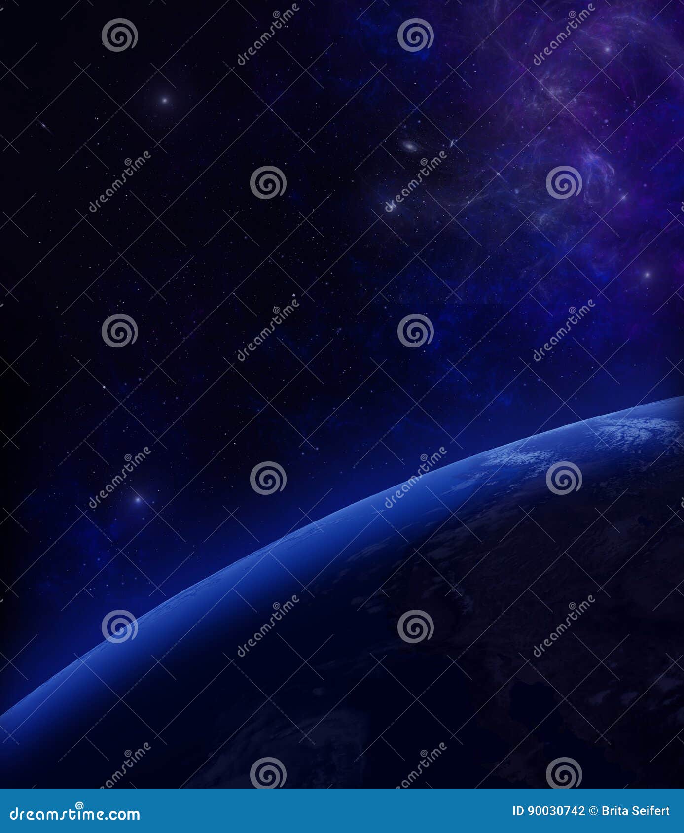 3d Rendering: Planet Earth In Outer Space. Imaginary View Of Planet ...