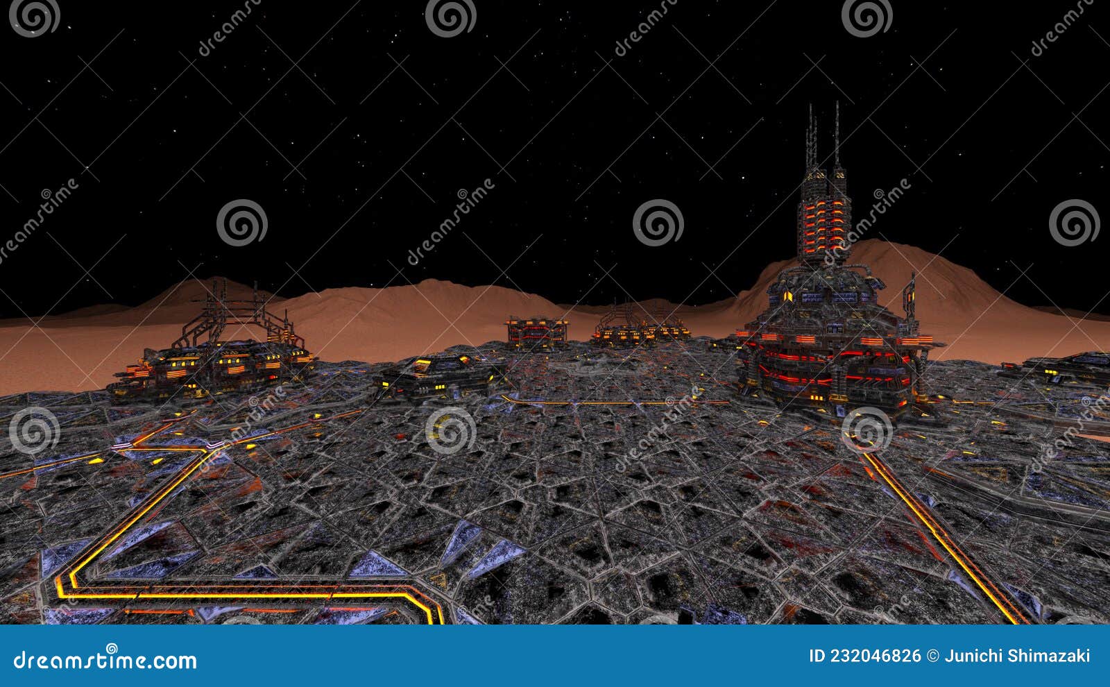 3D Rendering of the Planetary Exploration Base Stock Illustration ...