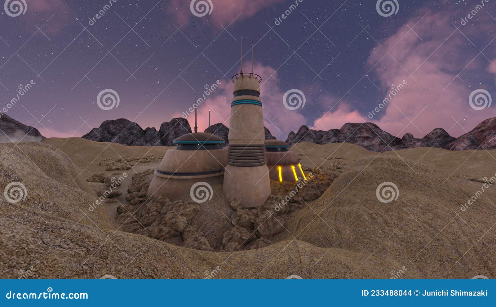 3D Rendering of the Planetary Exploration Base Stock Illustration ...