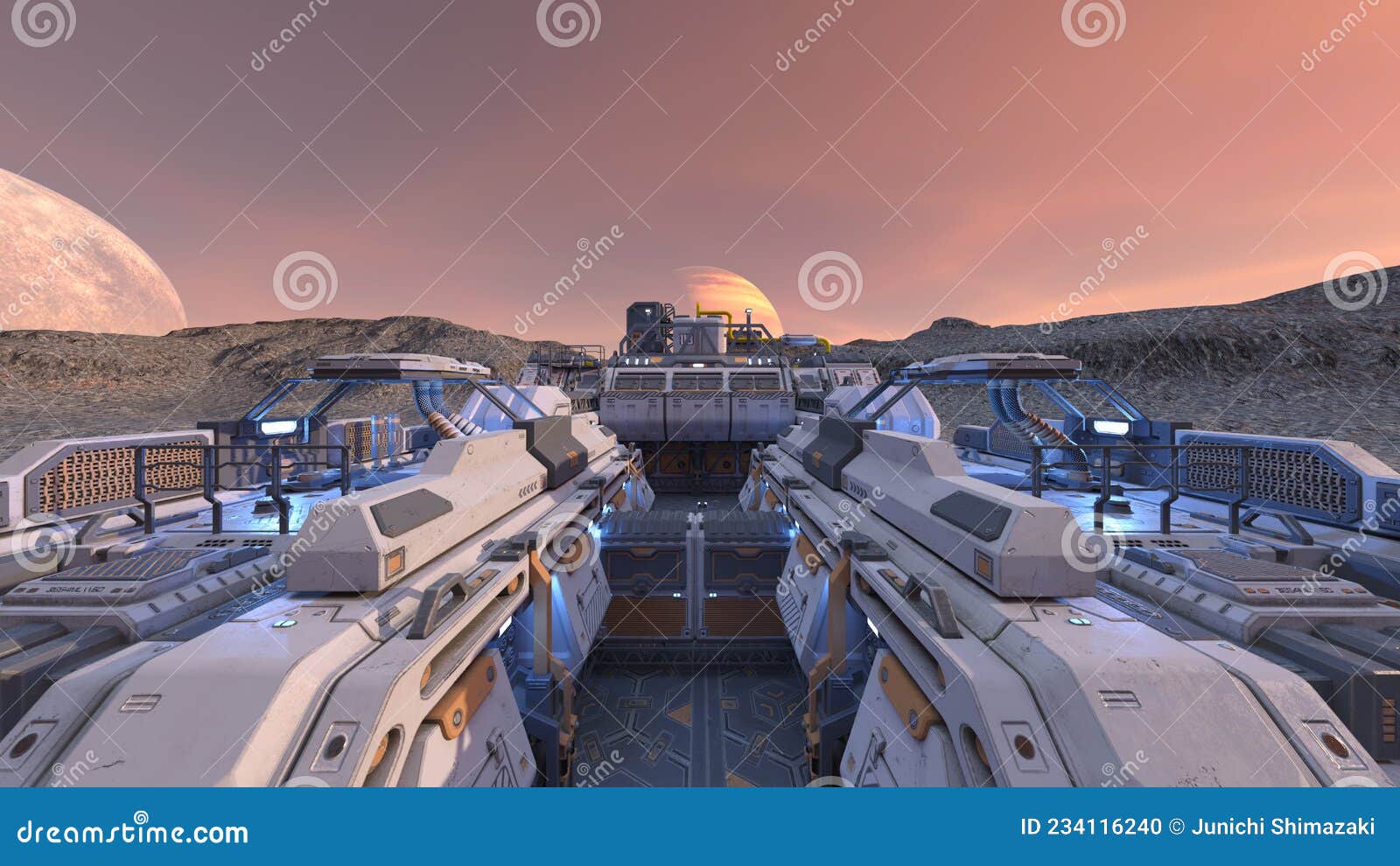 3D Rendering of the Planetary Exploration Base Stock Illustration ...