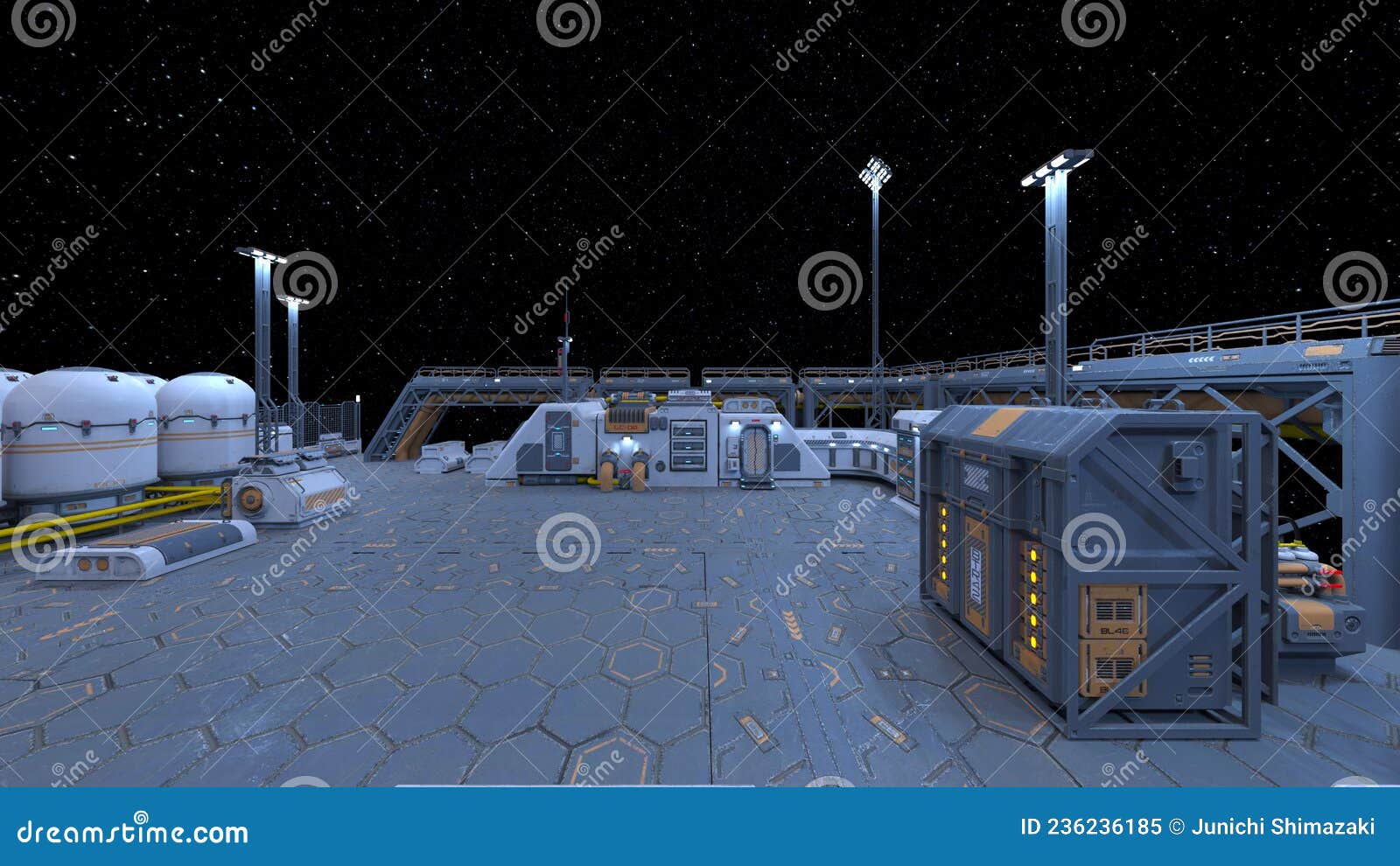 3D Rendering of the Planetary Exploration Base Stock Illustration ...