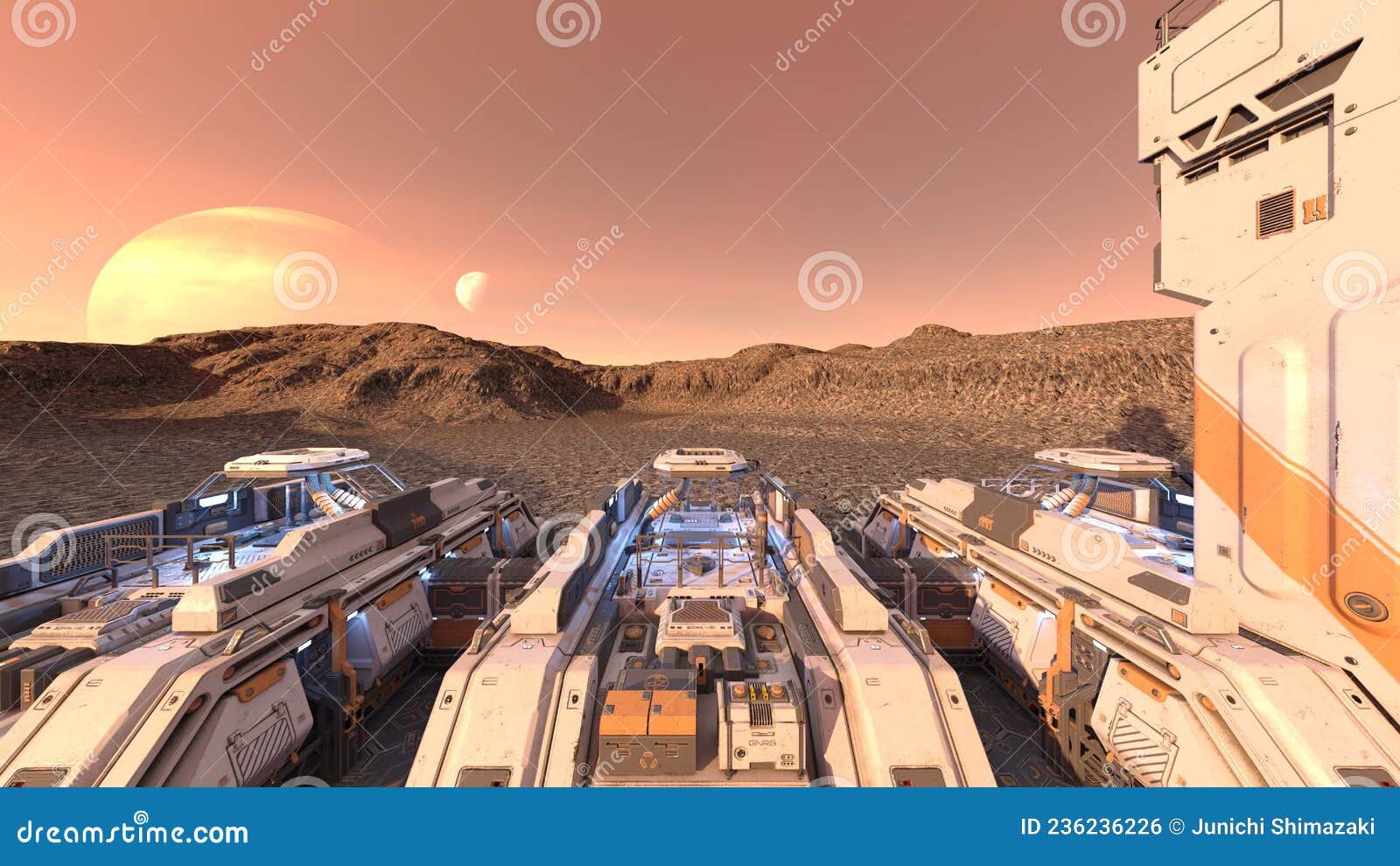 3D Rendering of the Planetary Exploration Base Stock Illustration ...