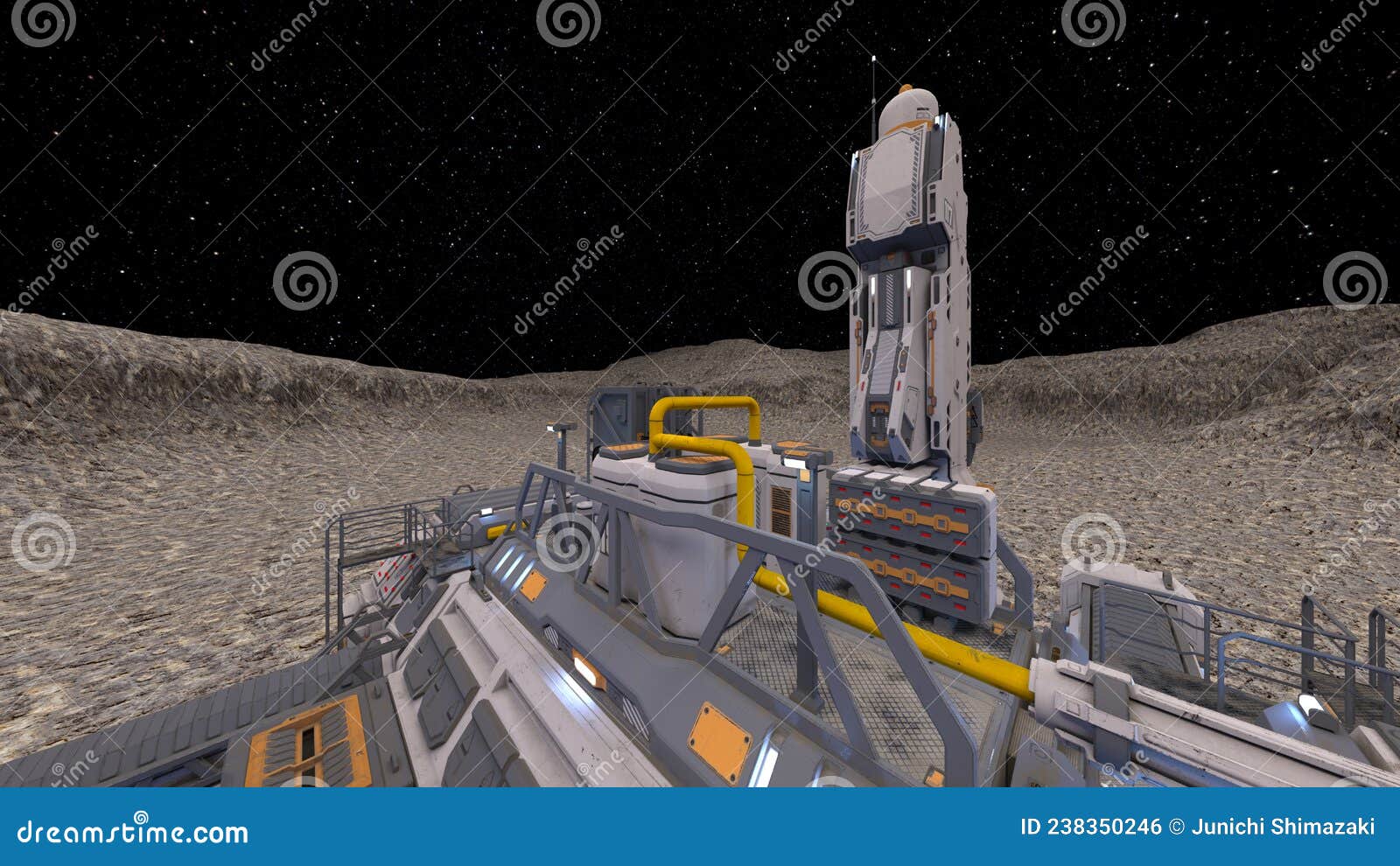 3D Rendering of the Planetary Exploration Base Stock Illustration ...