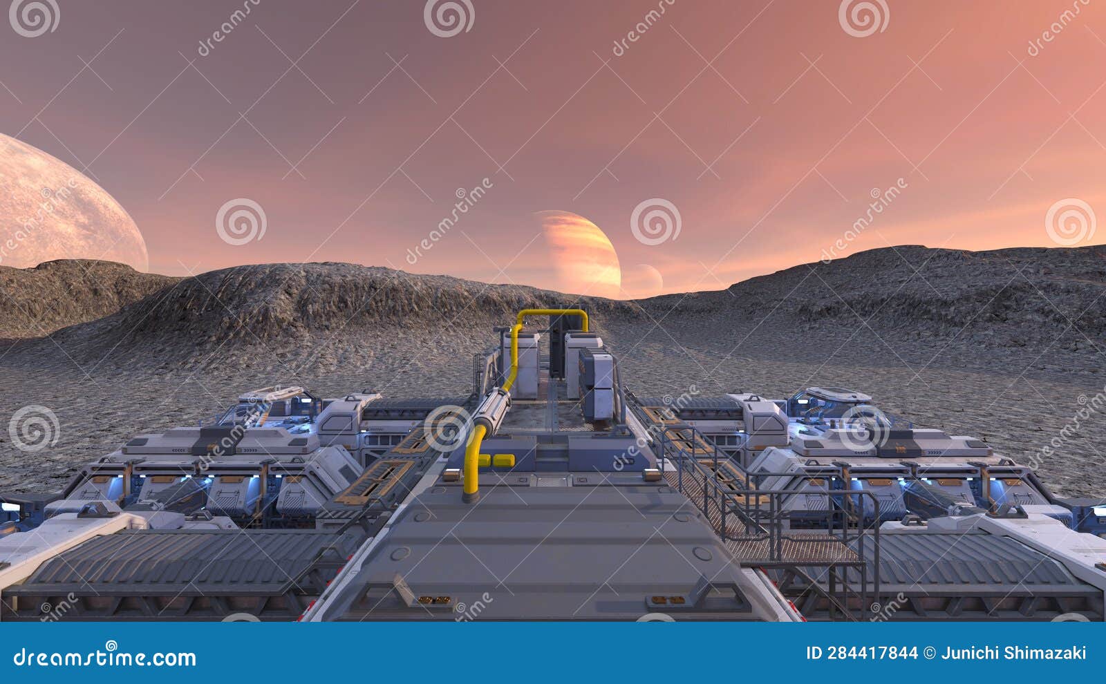 3D Rendering of the Planetary Exploration Base Stock Illustration ...