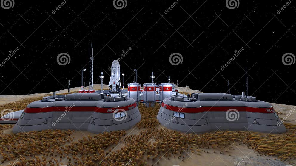 3D Rendering of the Planetary Exploration Base Stock Illustration ...