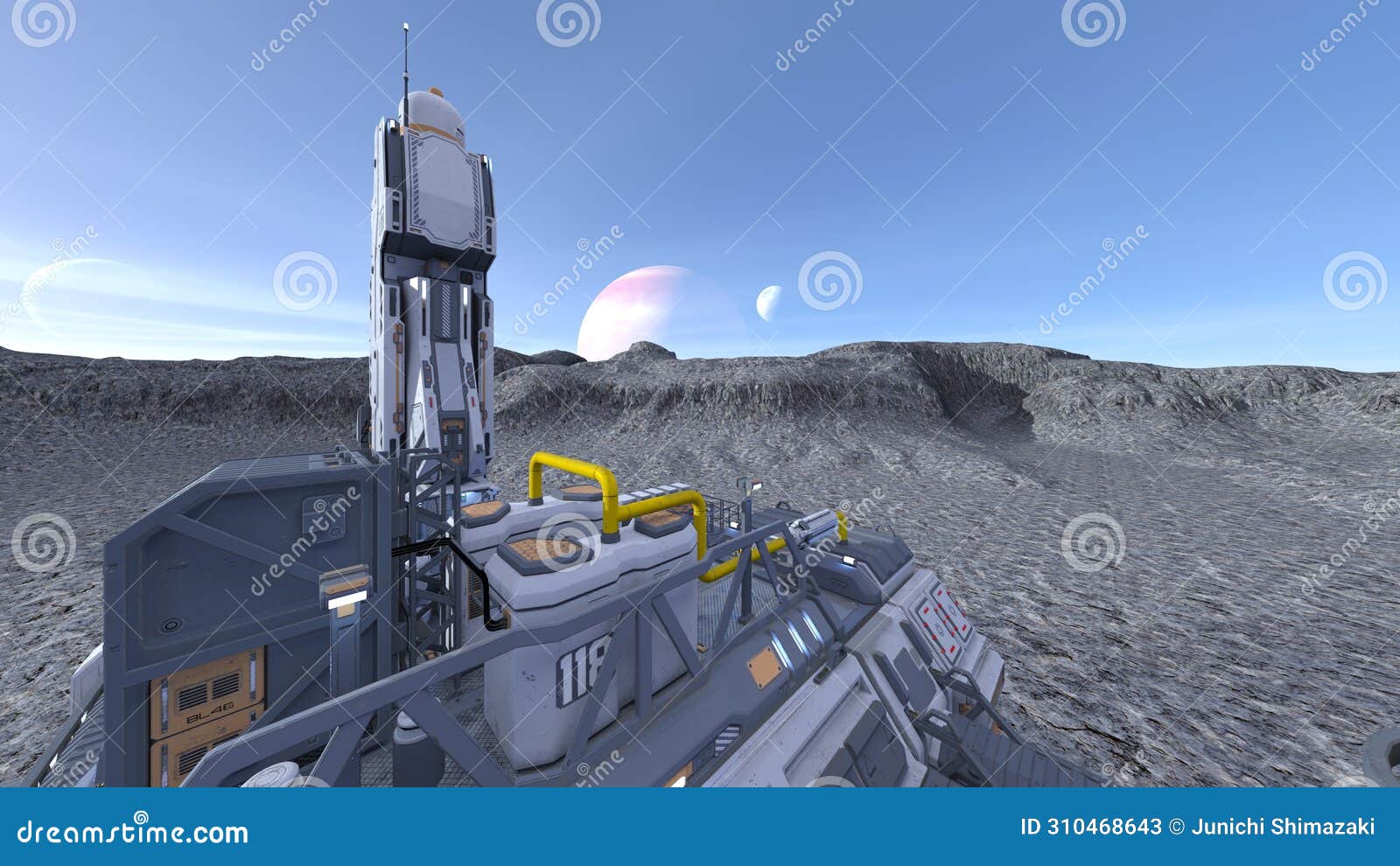 3D Rendering of the Planetary Exploration Base Stock Illustration ...